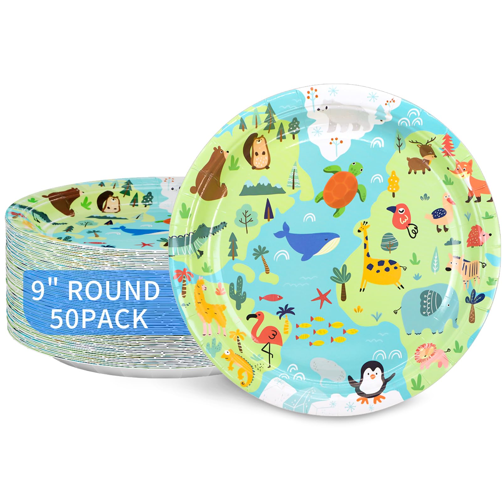 Snapklik.com : Animal World Map Paper Dinner Plates, Dessert Plates ...