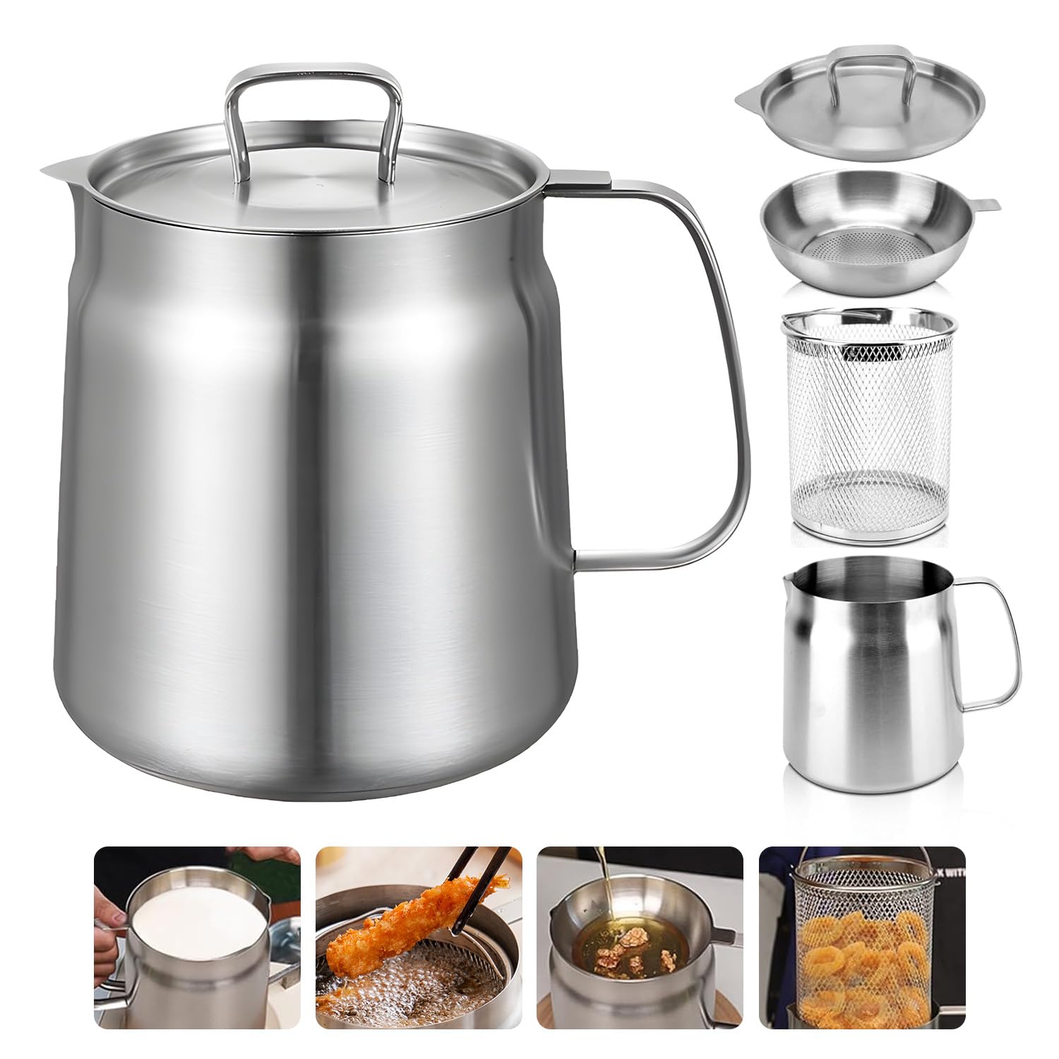 Proxima Direct 2L 304 Stainless Steel Oil Strainer Pot Large Capacity ...