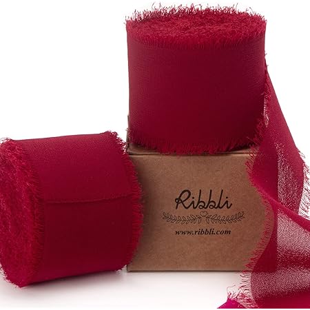 Amazon.com: Ribbli Dark Red Chiffon Ribbon 1-1/2 inch x 20 Yard ...