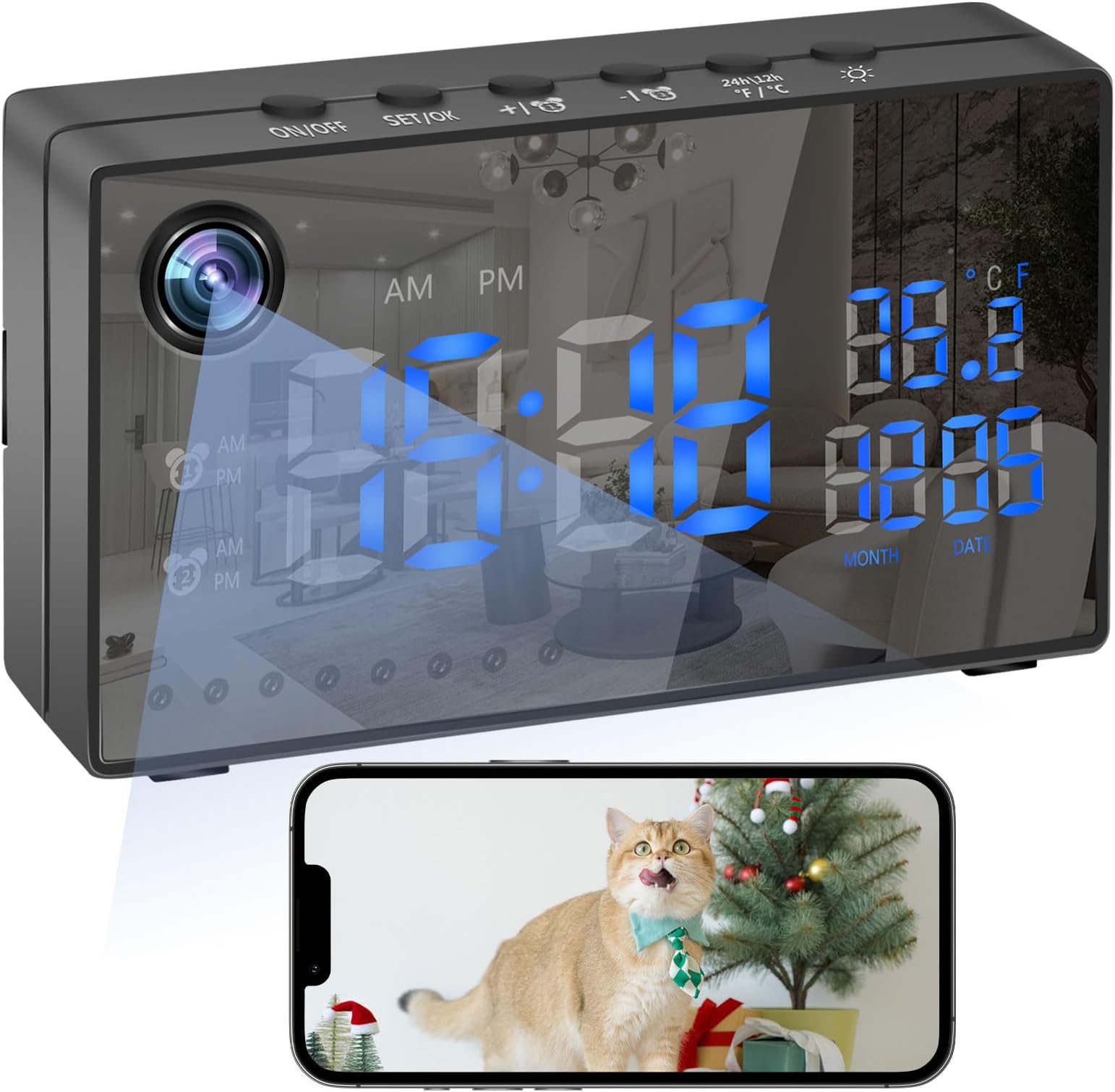 Amazon.com : icamdoor Indoor Camera, No Audio, Wireless Security Clock ...