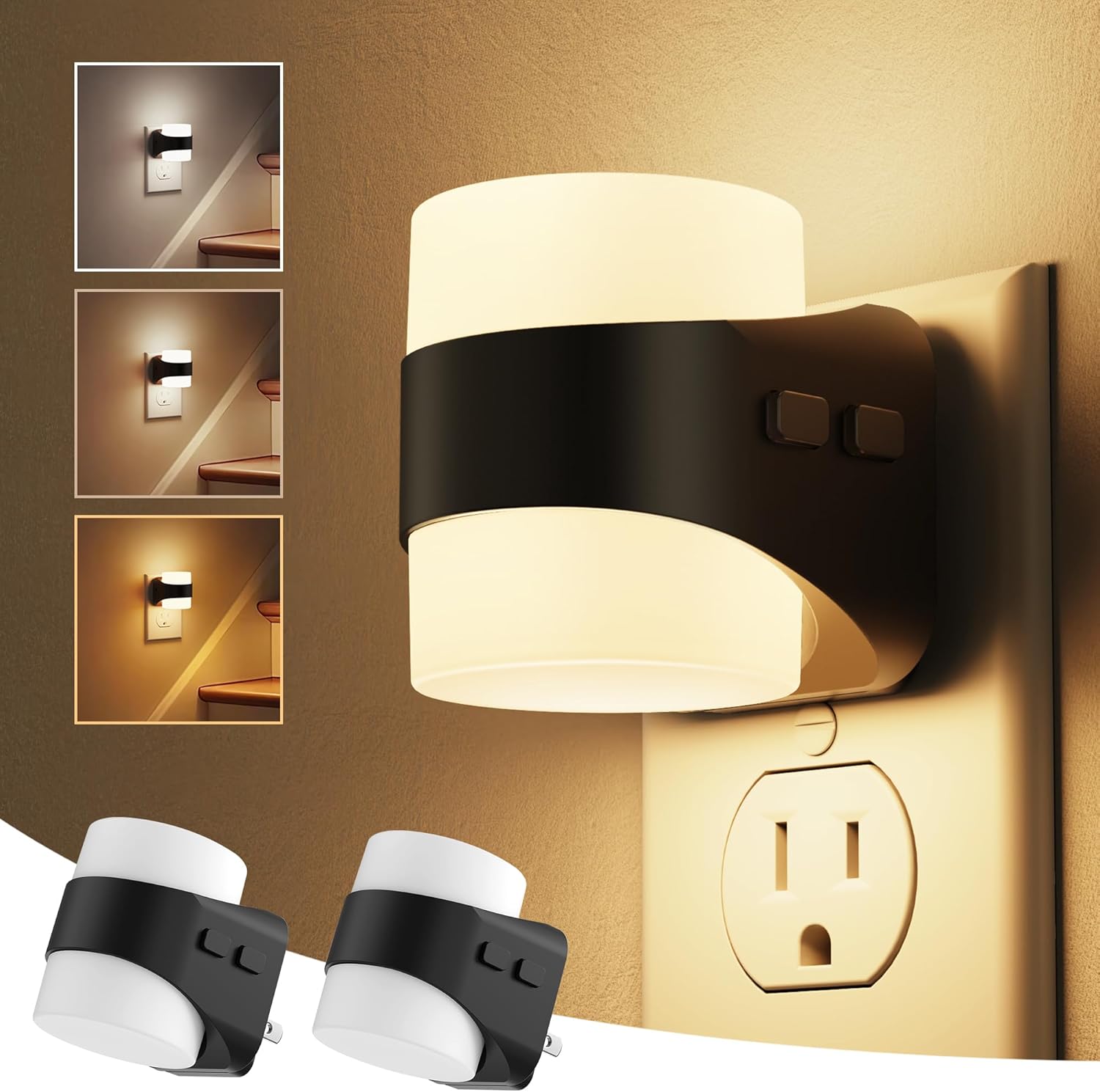 L LOHAS LED Night Lights Plug into Wall with 3CCT Adjustable (3000K/4000K/5000K), 3 Level ...