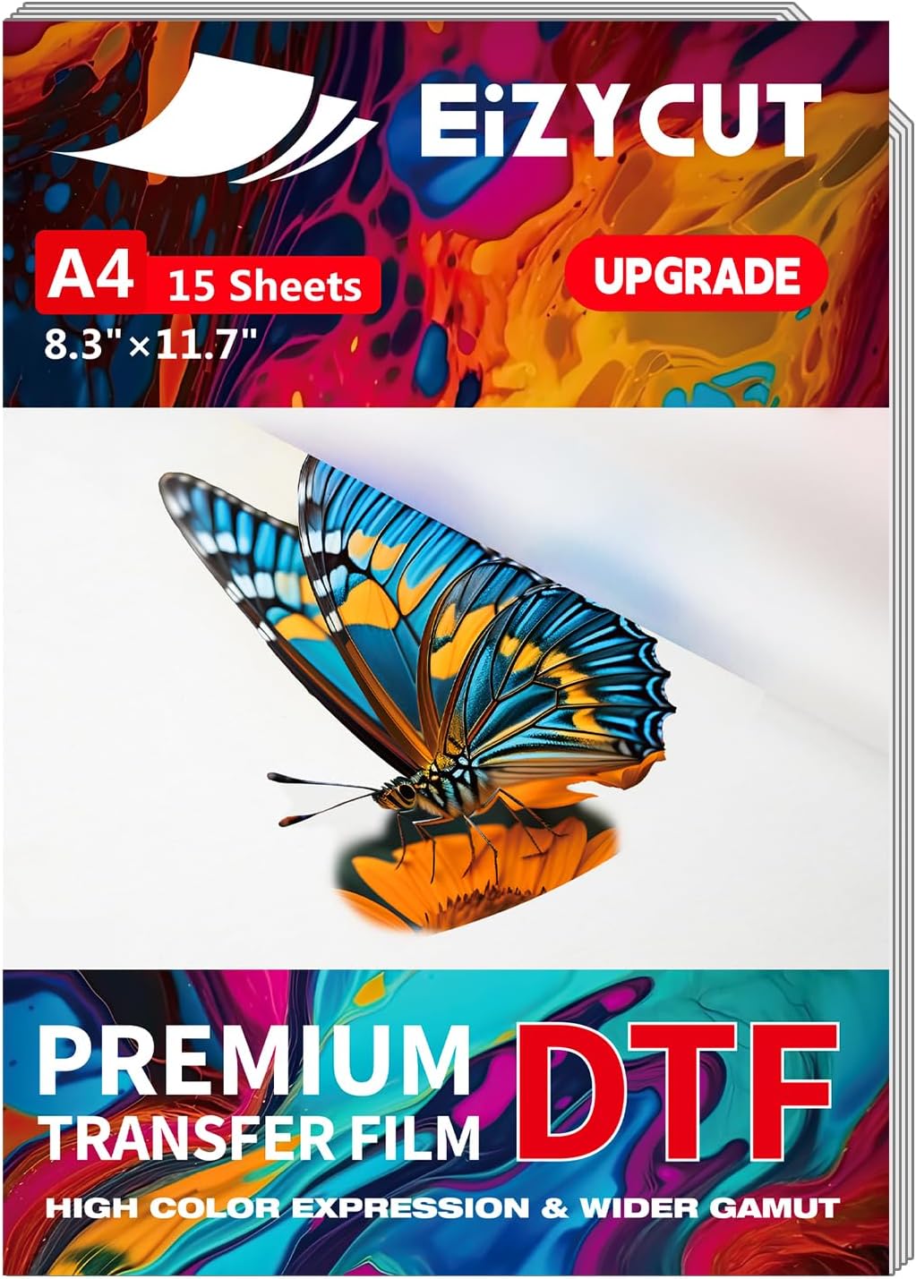 Amazon.com : EIZYCUT DTF Transfer Film - A4 15 Sheets 8.3"x11.7" Double-Sided Matte, Premium DTF ...