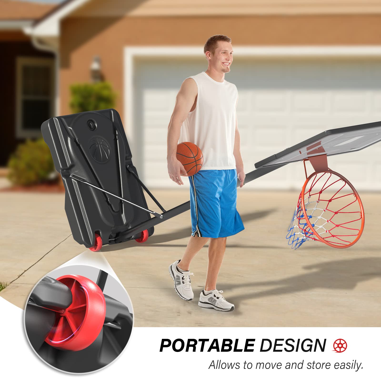 Snapklik.com : Basketball Hoop 5.6-7.6 FT Portable Basketball Goal ...