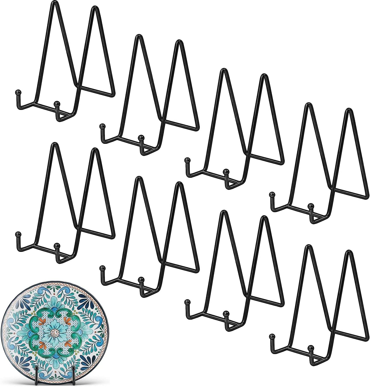 Techson 8-Pack 6-Inch Metal Plate Stands - Black Iron Easel Display ...