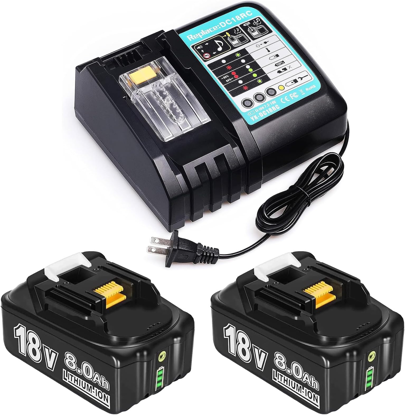 Amazon.com: 2 Pack Replacement for Makita 18v Battery 8.0Ah with a ...