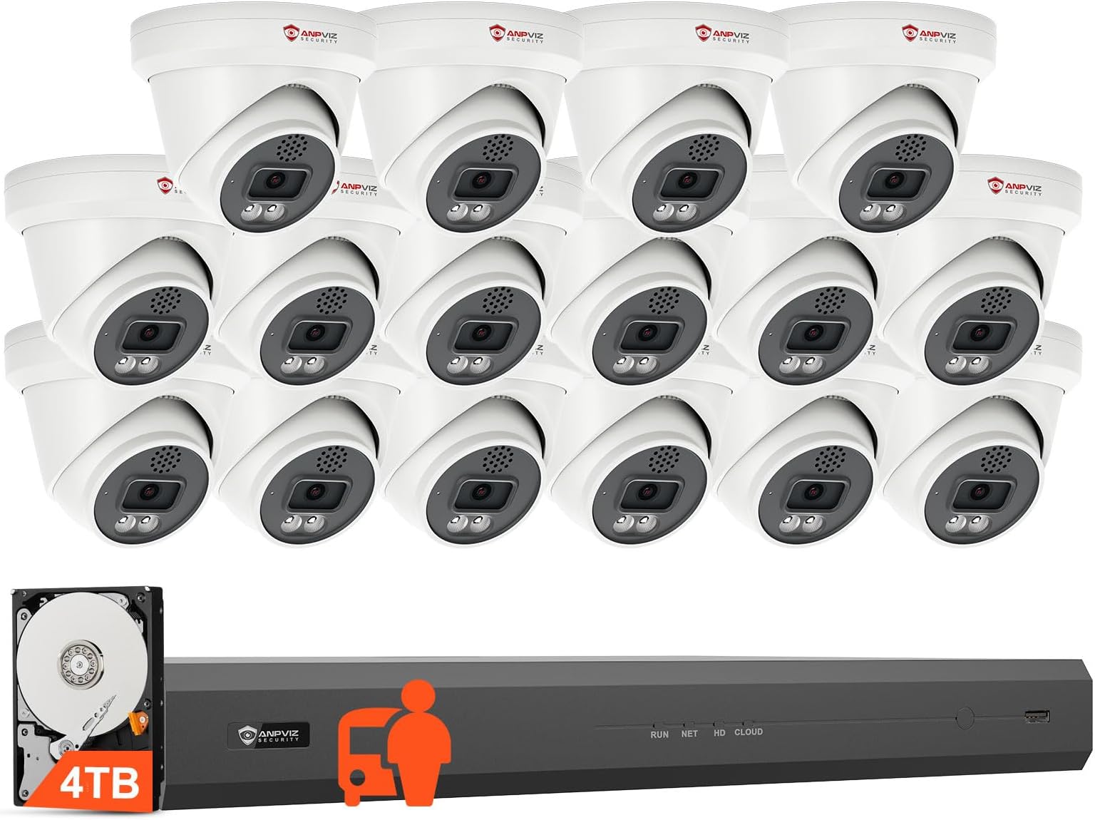 Amazon.com : Anpviz 16CH 4K PoE Security Camera System, 16pcs 8MP Wired ...