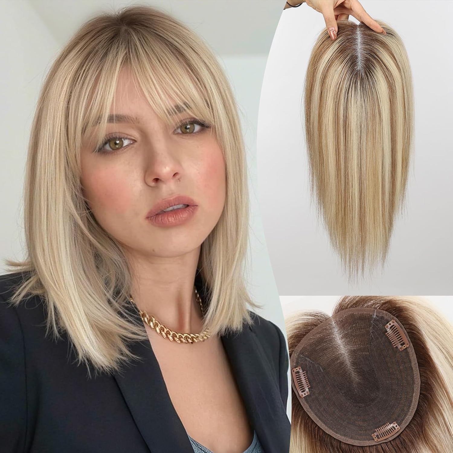 Amazon.com: starluck Hair Toppers for Women Real Human Hair with ...