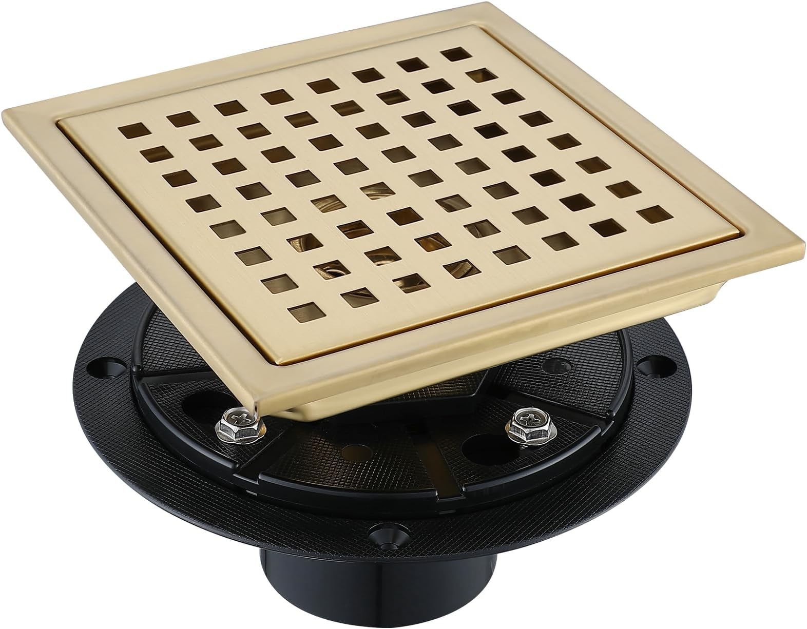 SISEHO 4 Inch Brushed Gold Shower Floor Drain Square for Bathroom ...