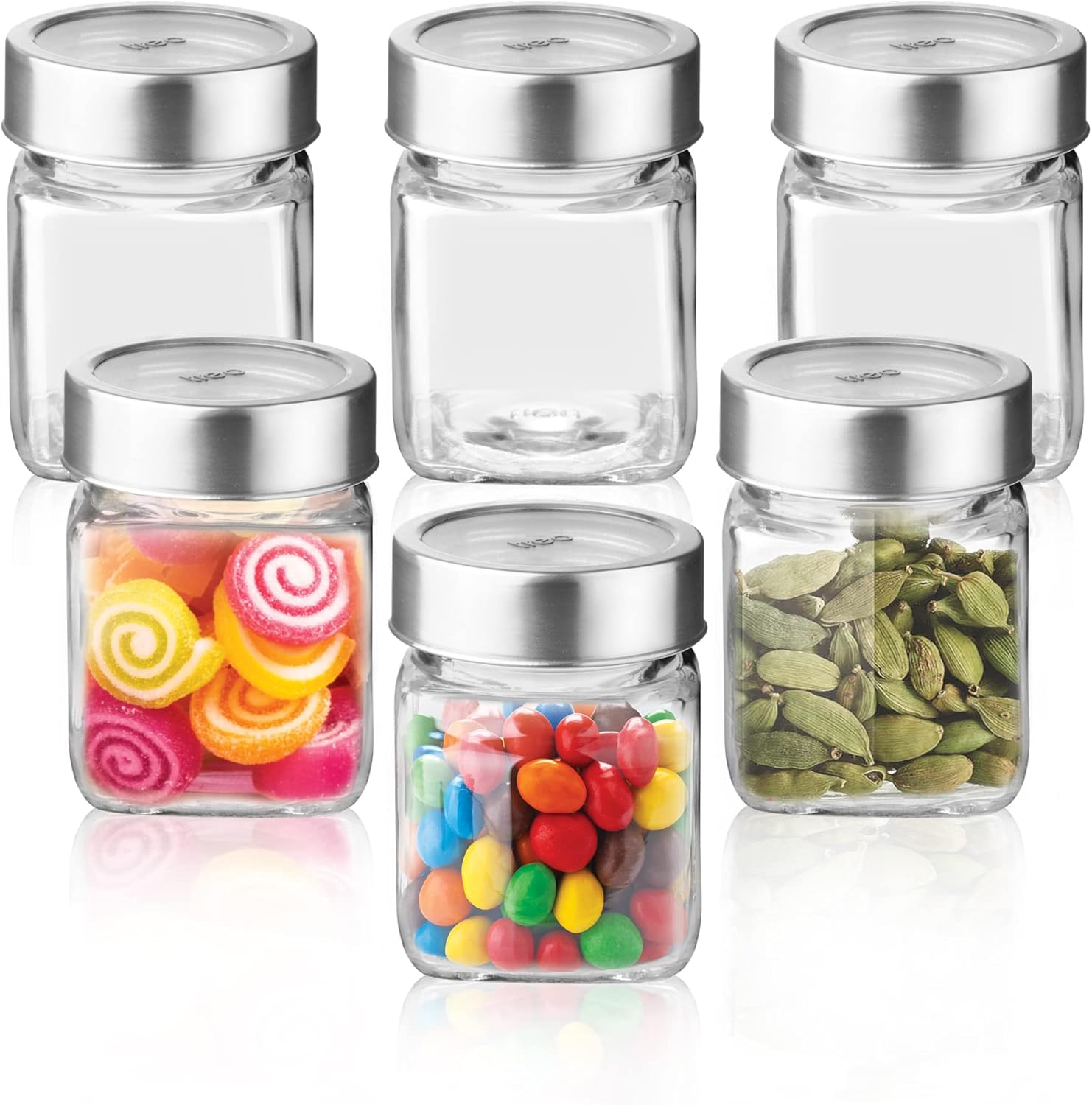 Treo By Milton Cube Storage Glass Jar, Set of 6, 180 ml Each ...