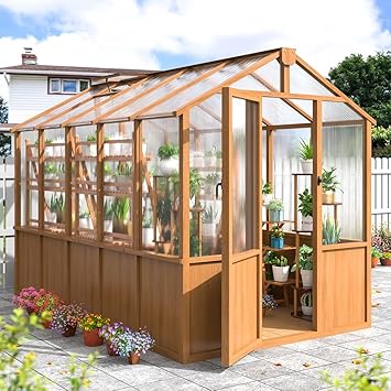 Amazon.com : AirWire Wooden Greenhouse 6x10 FT, Walk-in Greenhouse for ...