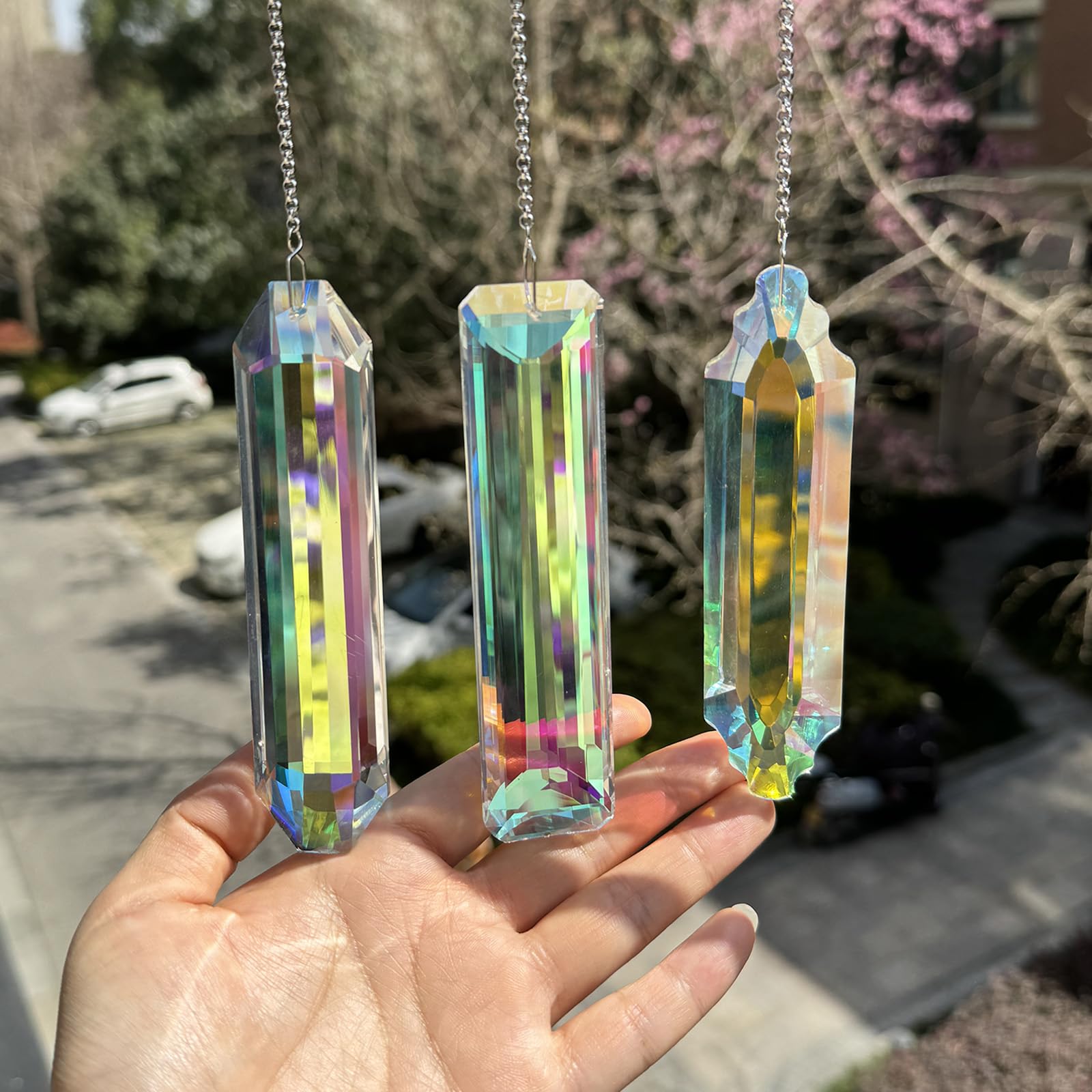 Amazon.com: 3PCS 5" Large Crystal Sun Catcher Prisms, Hanging ...