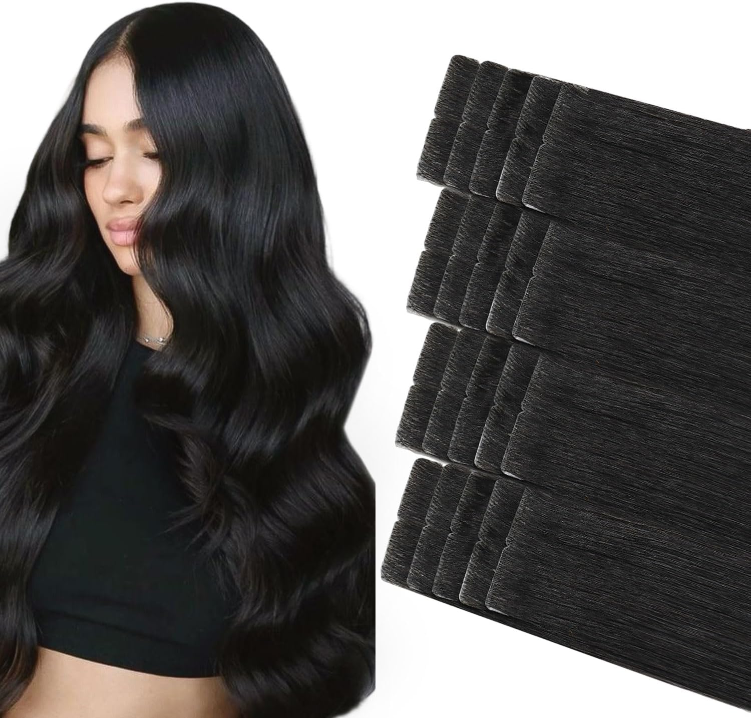Amazon.com : COOKAYU Invisi Edge Tape in Extensions Human Hair, Natural ...
