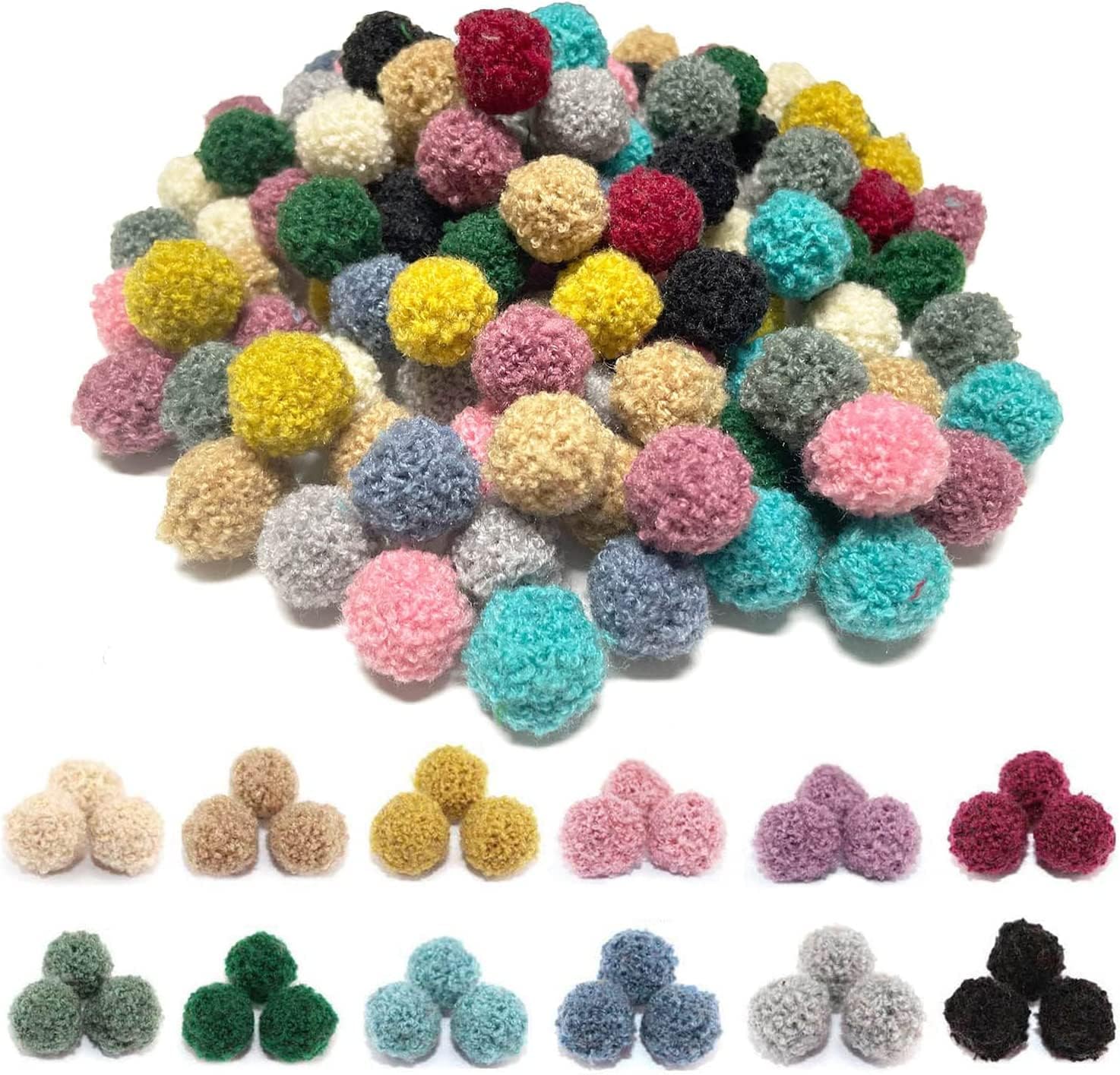 120 Pieces Pom Poms for Crafts, BetterJonny 2cm Pom Poms Balls Assorted ...