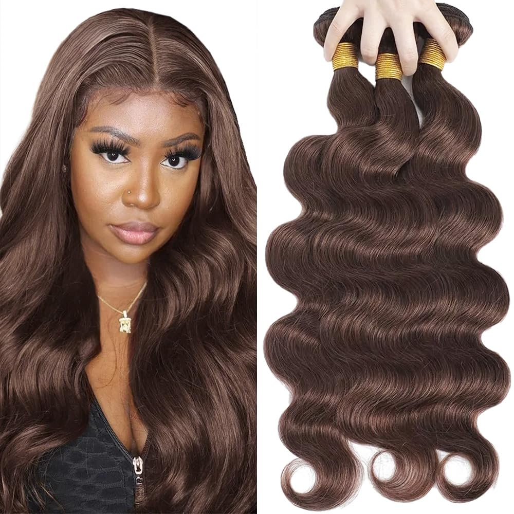 Amazon.com : Dokksiiia Brown Bundles Color 4 Body Wave Chocolate Brown ...