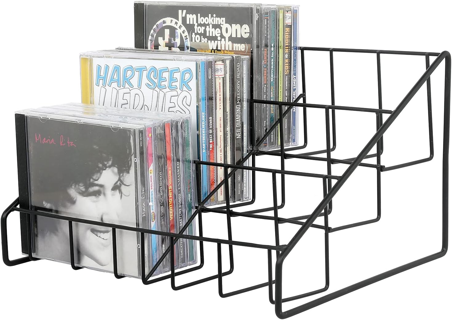 Amazon.com: MyGift 3-Tier Modern Matte Black Metal Wire CD Storage Rack ...