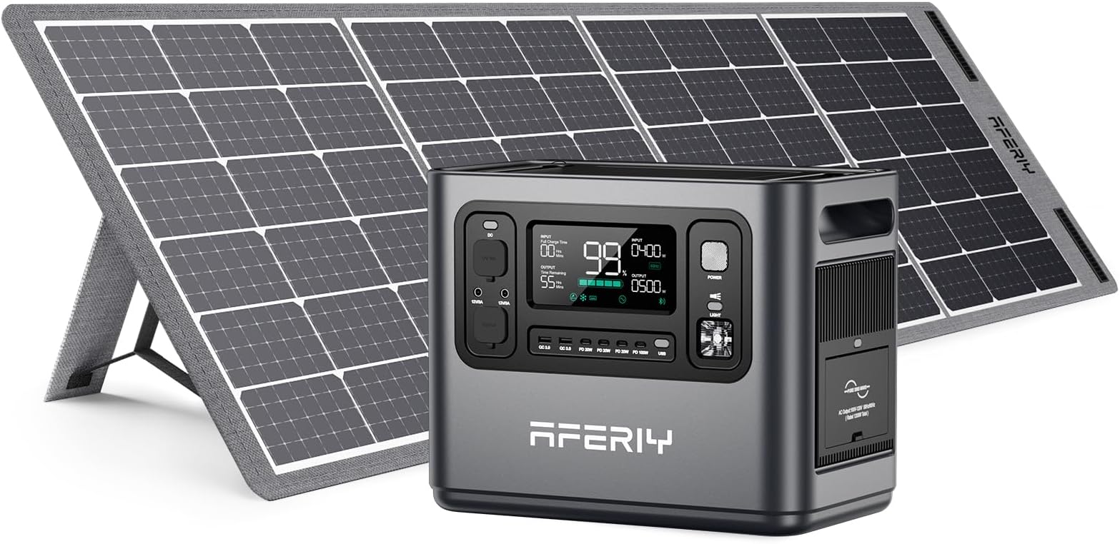 Amazon.com : AFERIY solar generator with solar panel 1200W Portable ...