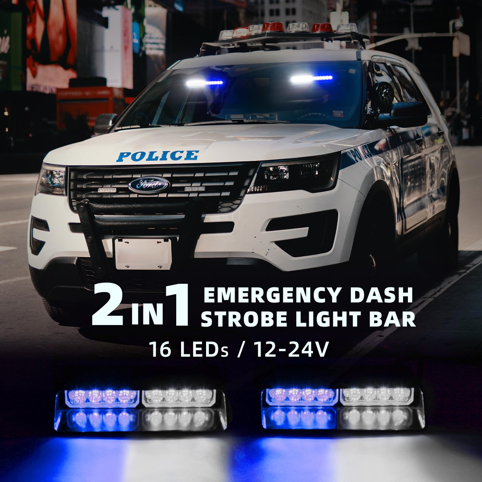 Snapklik.com : PKINGLAKE 2 In 1 LED Emergency Dash Strobe Light Bar ...