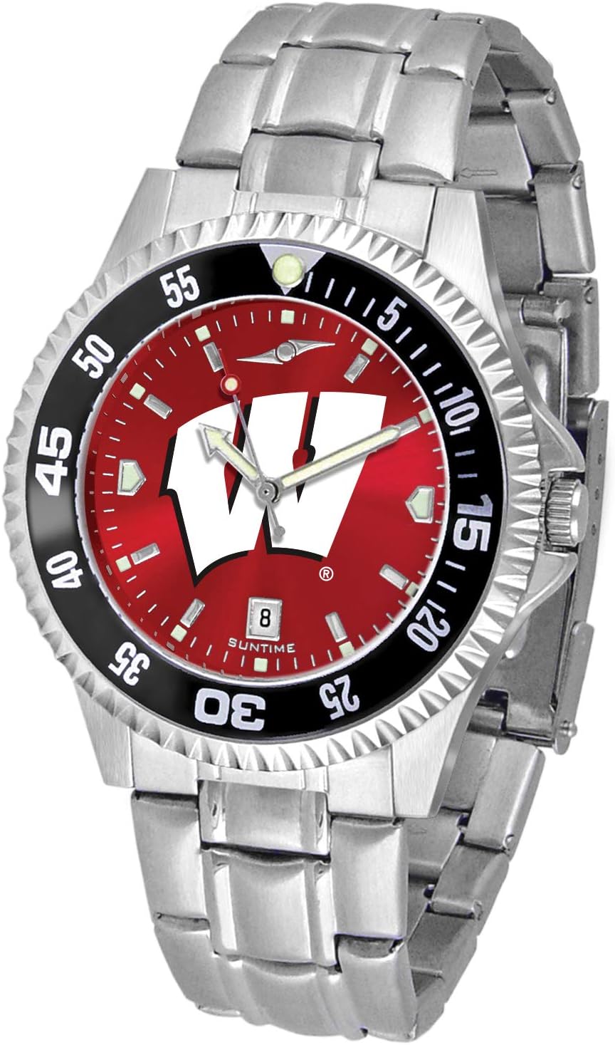 Amazon.com: SunTime Men's Collegiate Competitor 40mm Watch - Wisconsin ...