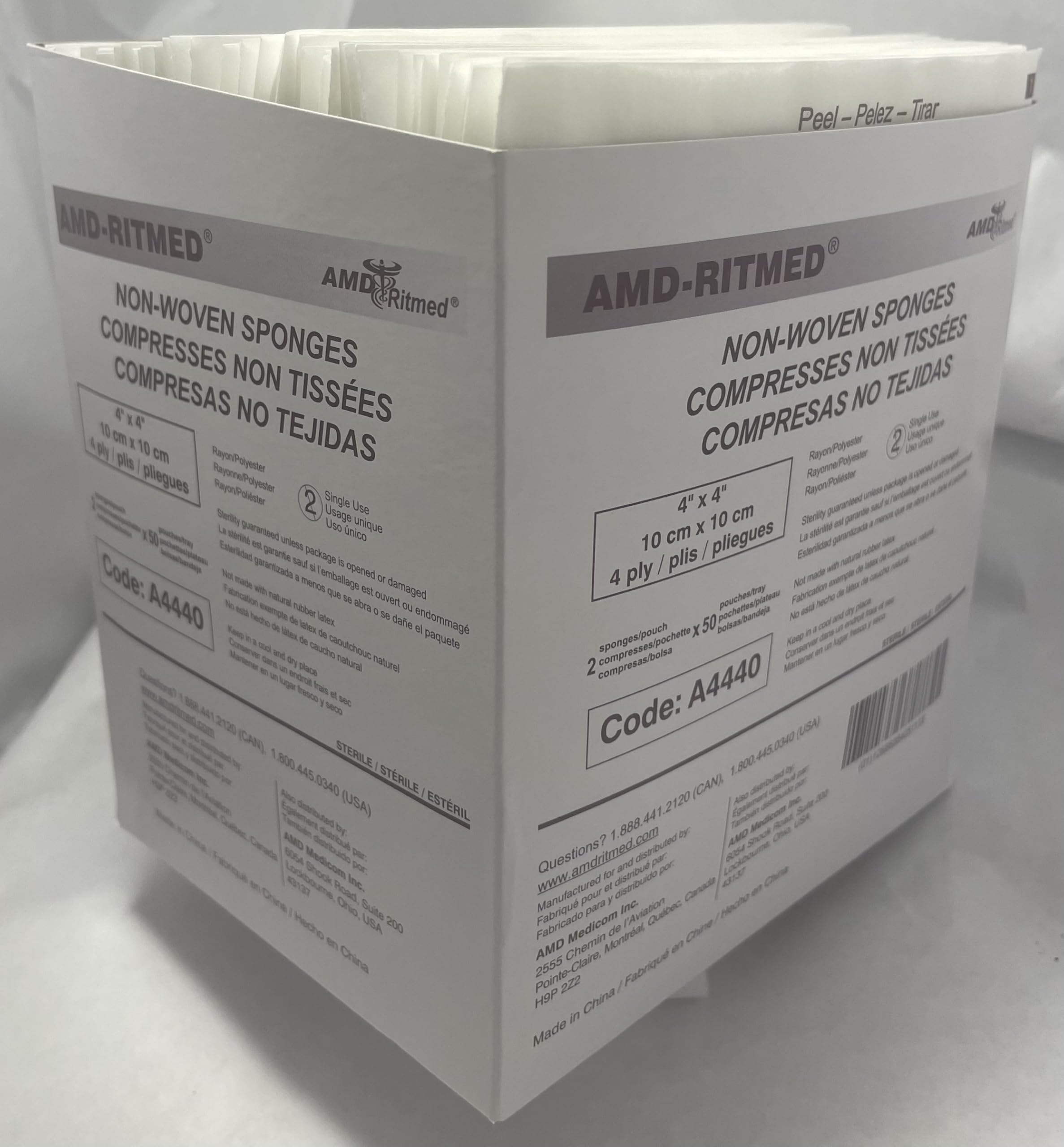 AMD-Ritmed BX/50 NON-WOVEN, STERILE GAUZE SPONGE, 4IN X 4IN 4PLY ...
