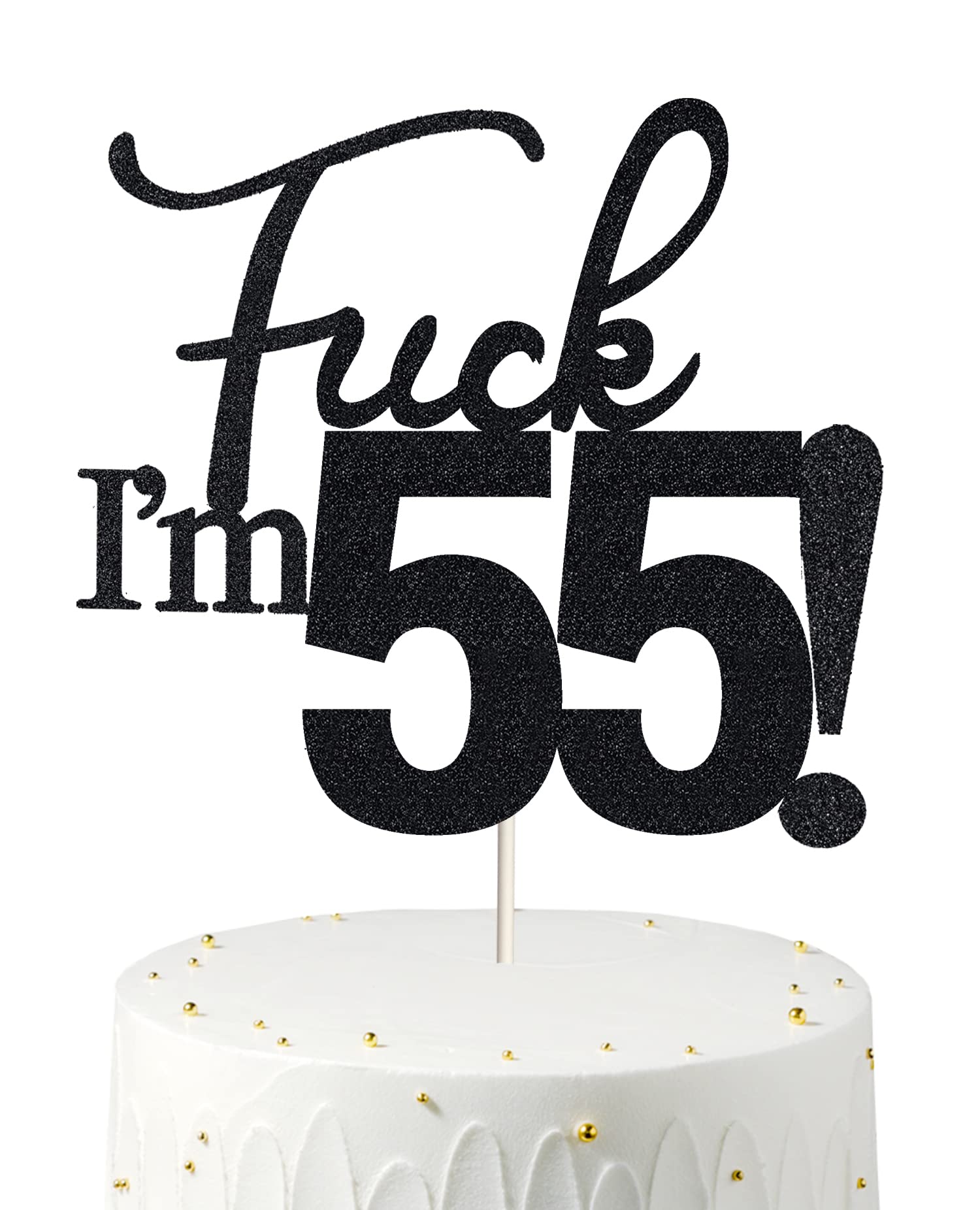 Amazon.com: 55 Cake Toppers, 55 Birthday Cake Toppers-Black Glitter ...