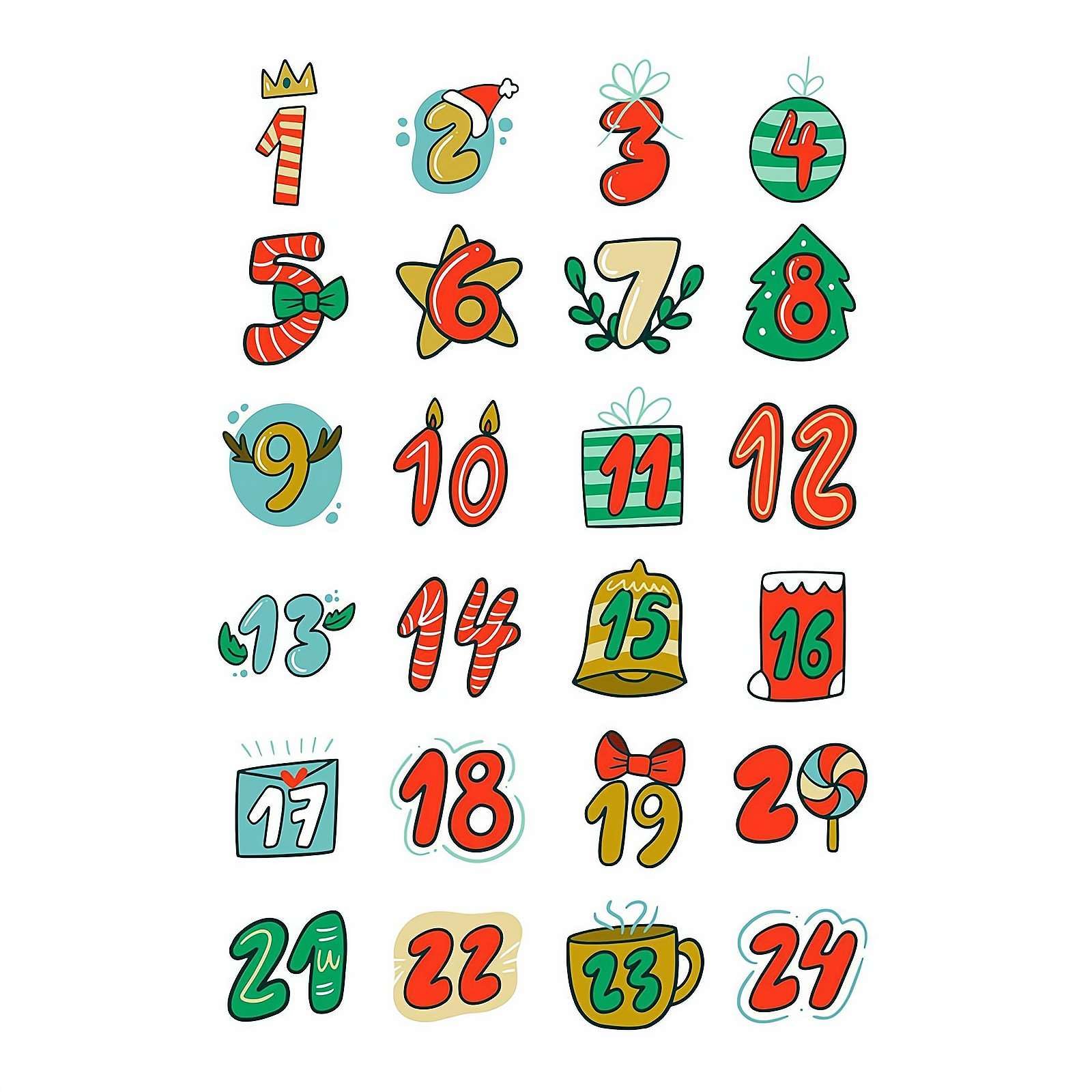 Amazon.com: Christmas Advent Calendar Number Stickers,Number Stickers 1 ...