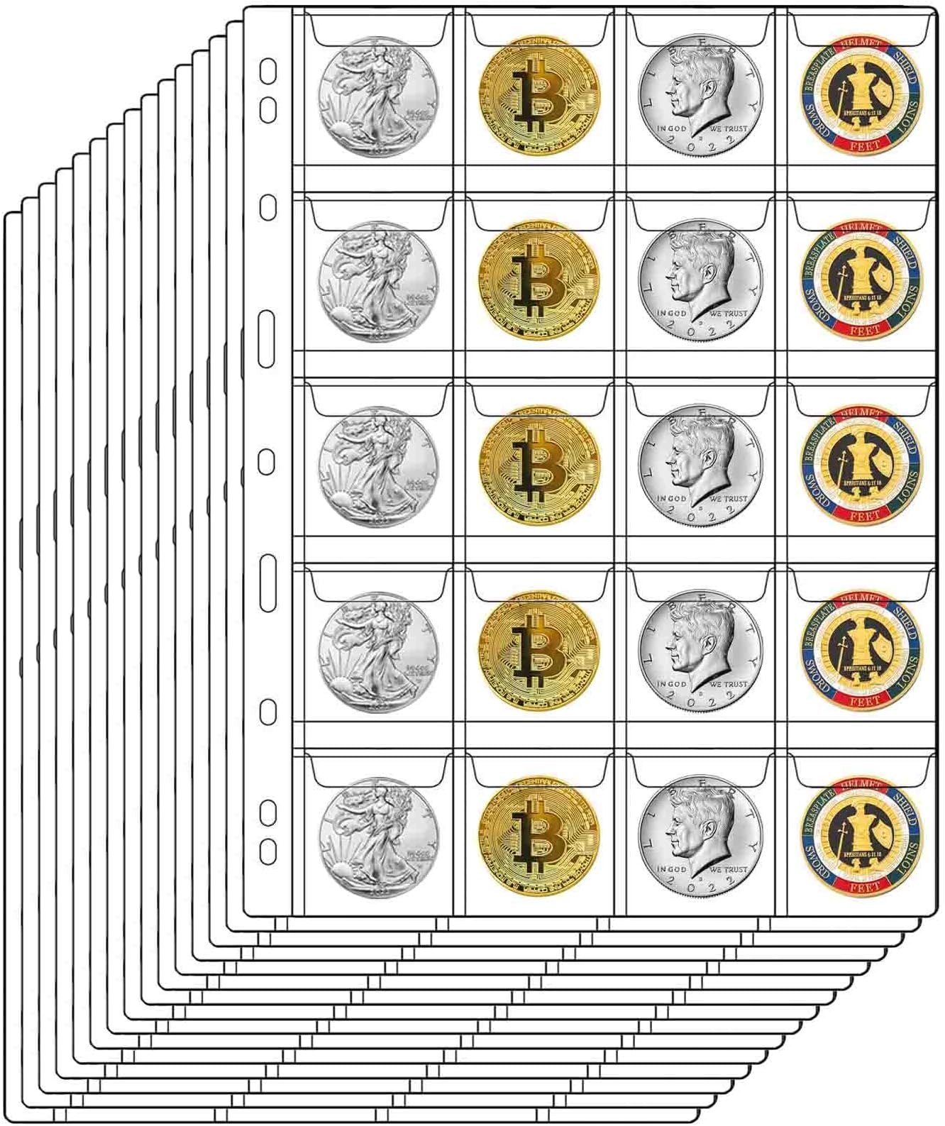 Amazon.com : 20-Pocket Coin Pages for Collectors, Standard 9-Hole Coin ...