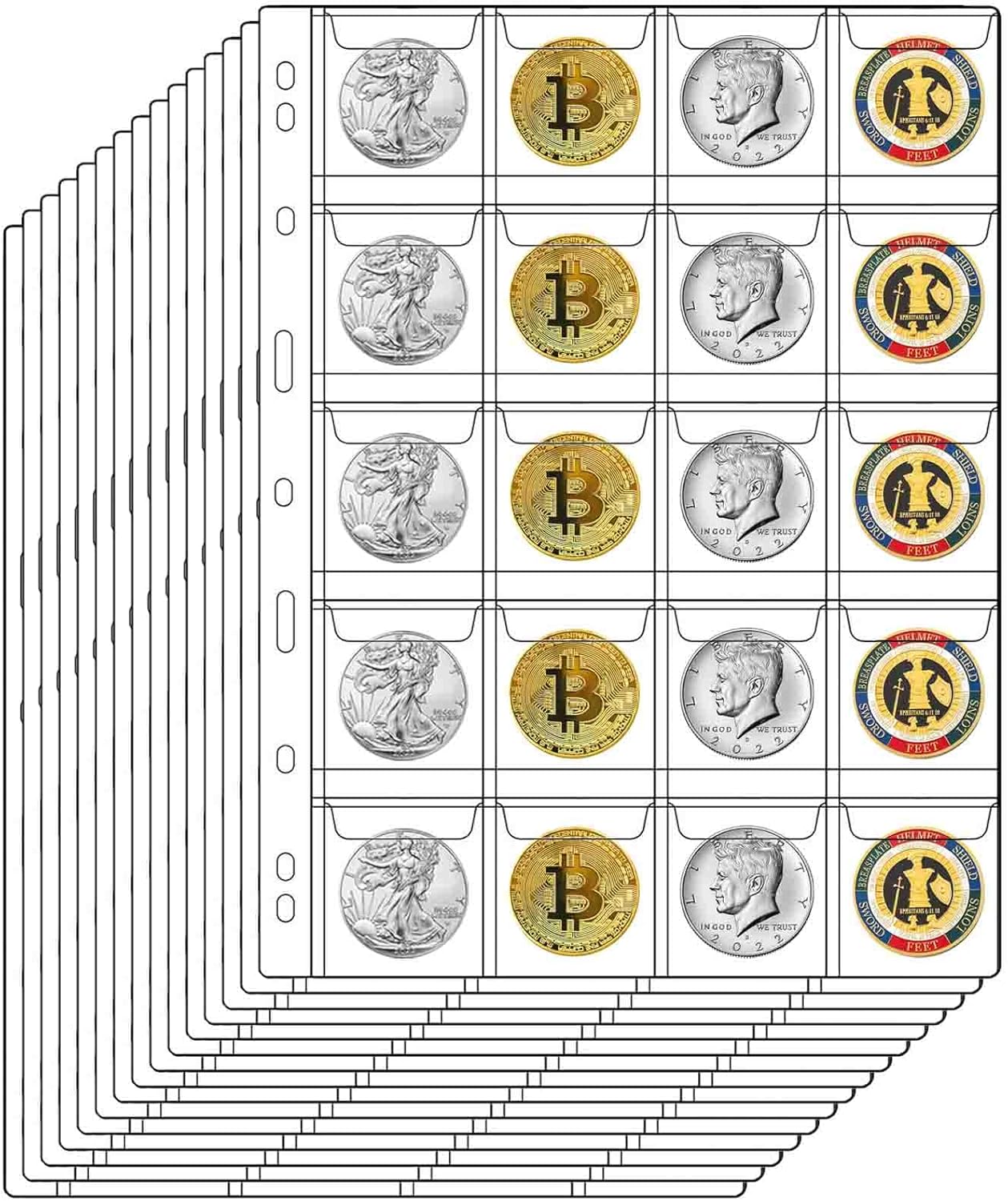 Amazon.com : 20-Pocket Coin Pages for Collectors, Standard 9-Hole Coin ...