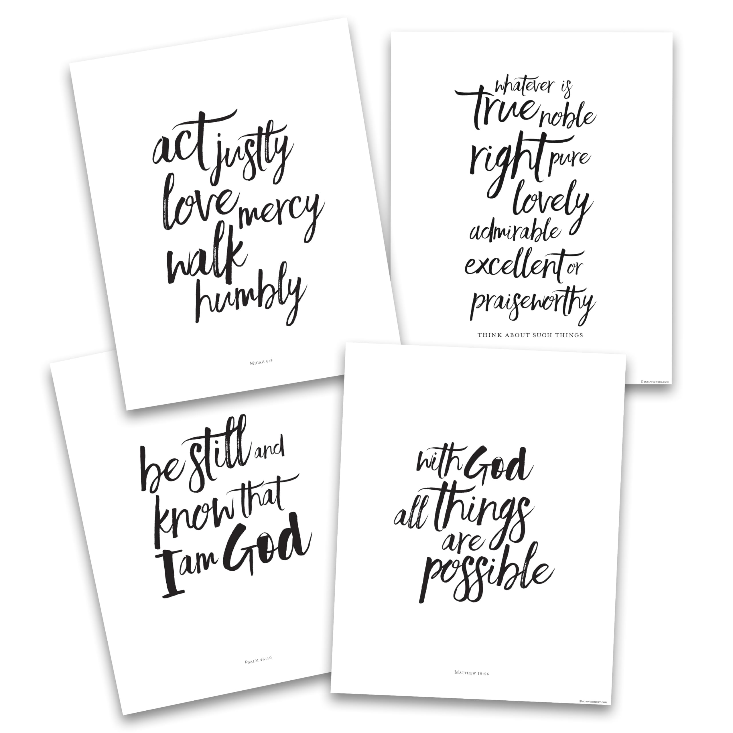 Brush Calligraphy Bible Verses Wall Decor 8x10 Christian Wall Art ...