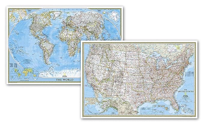 National Geographic World and United States Maps - Classic (Poster Size ...