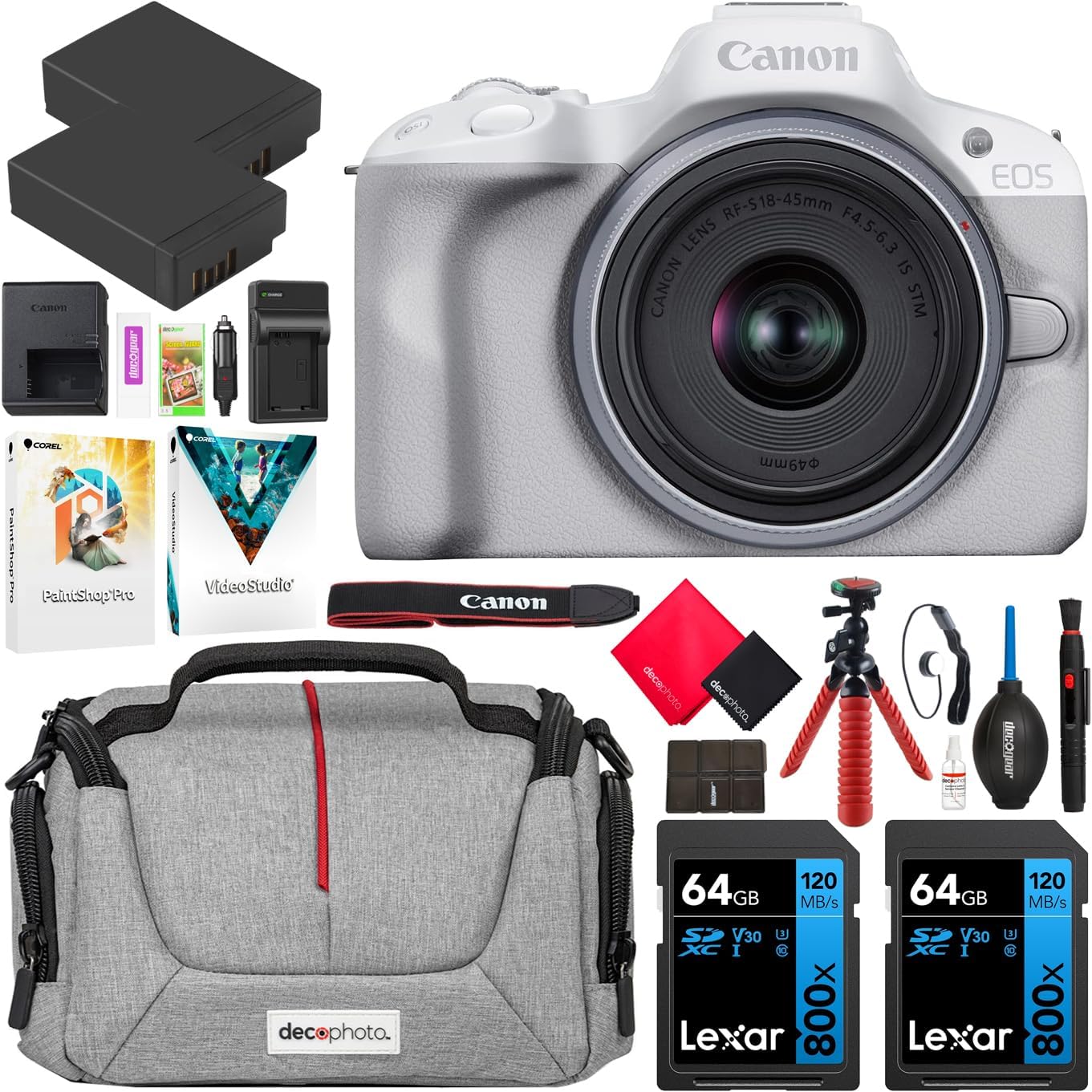 Amazon.com : Canon EOS R50 Mirrorless Camera (White) with RF-S 18-45mm ...