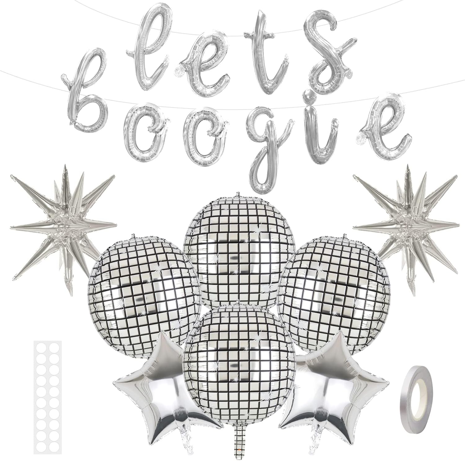 Amazon.com: Disco Balloons, Let's Boogie Mylar Foi Balloons, 18 Pieces ...