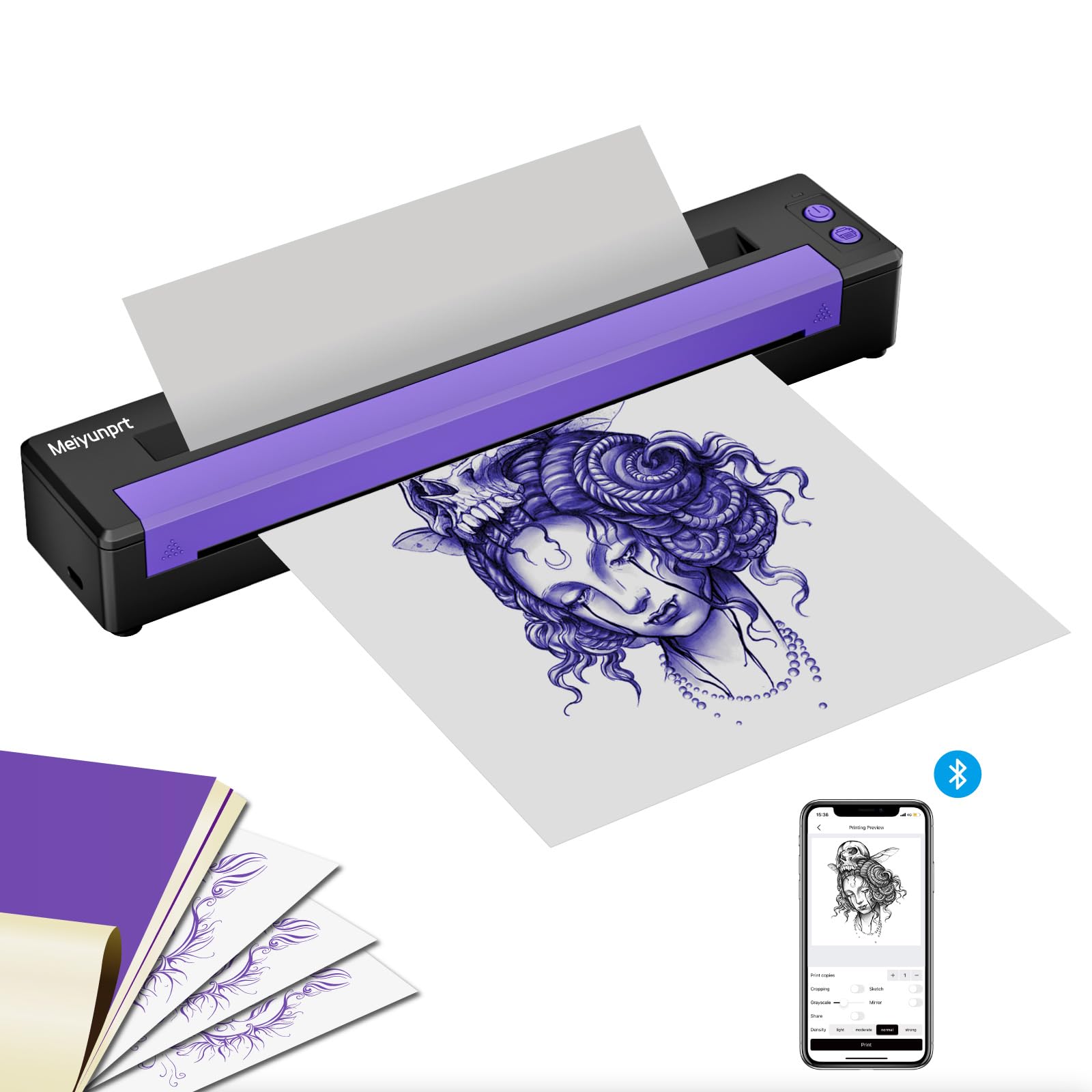 Amazon.com: Meiyunprt Tattoo Stencil Printer Bluetooth, Wireless Tattoo ...
