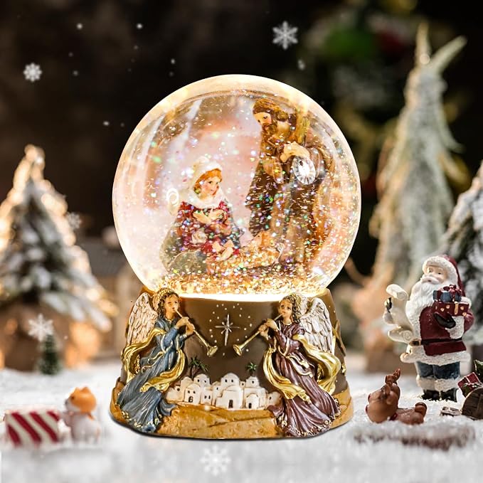 MUMTOP Nativity Snow Globe-Christmas Snow Globes - Nativity Scene ...