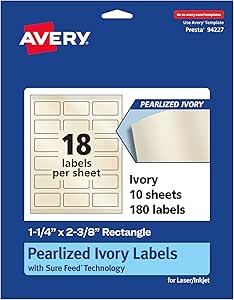 Amazon.com : Avery Pearlized Ivory Rectangle Labels, Sure Feed ...
