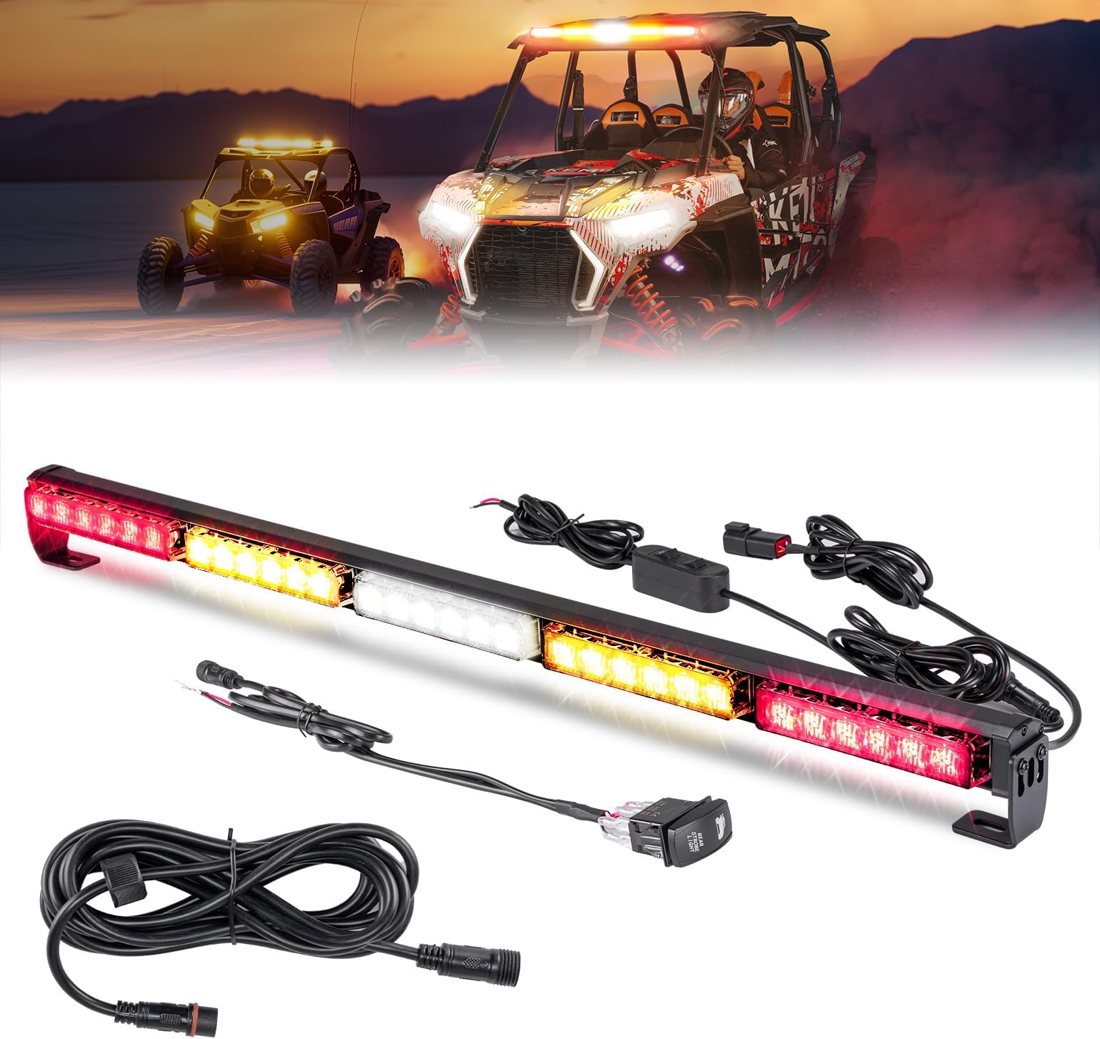 Amazon.com: KEMIMOTO 30 inch UTV Chase Light Bar with Extension Harness ...