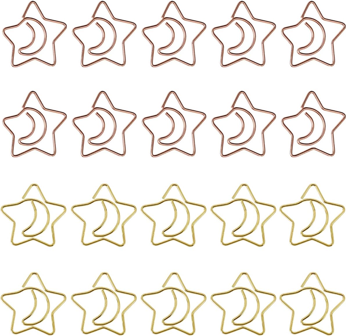 JKJF Moon Star Shape Paper Clip Bookmark Marking Clips Plastic Coated ...