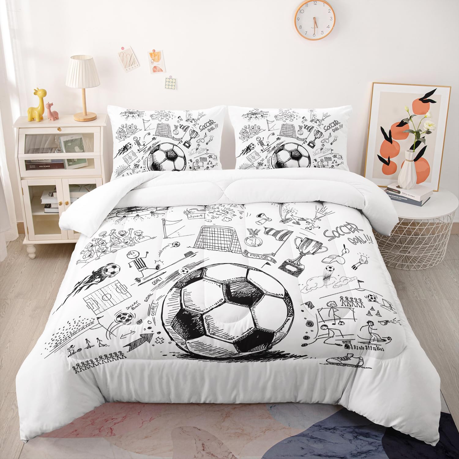Amazon.com: Nttopship Soccer Bedding Comforter Set Full Size for Kids ...