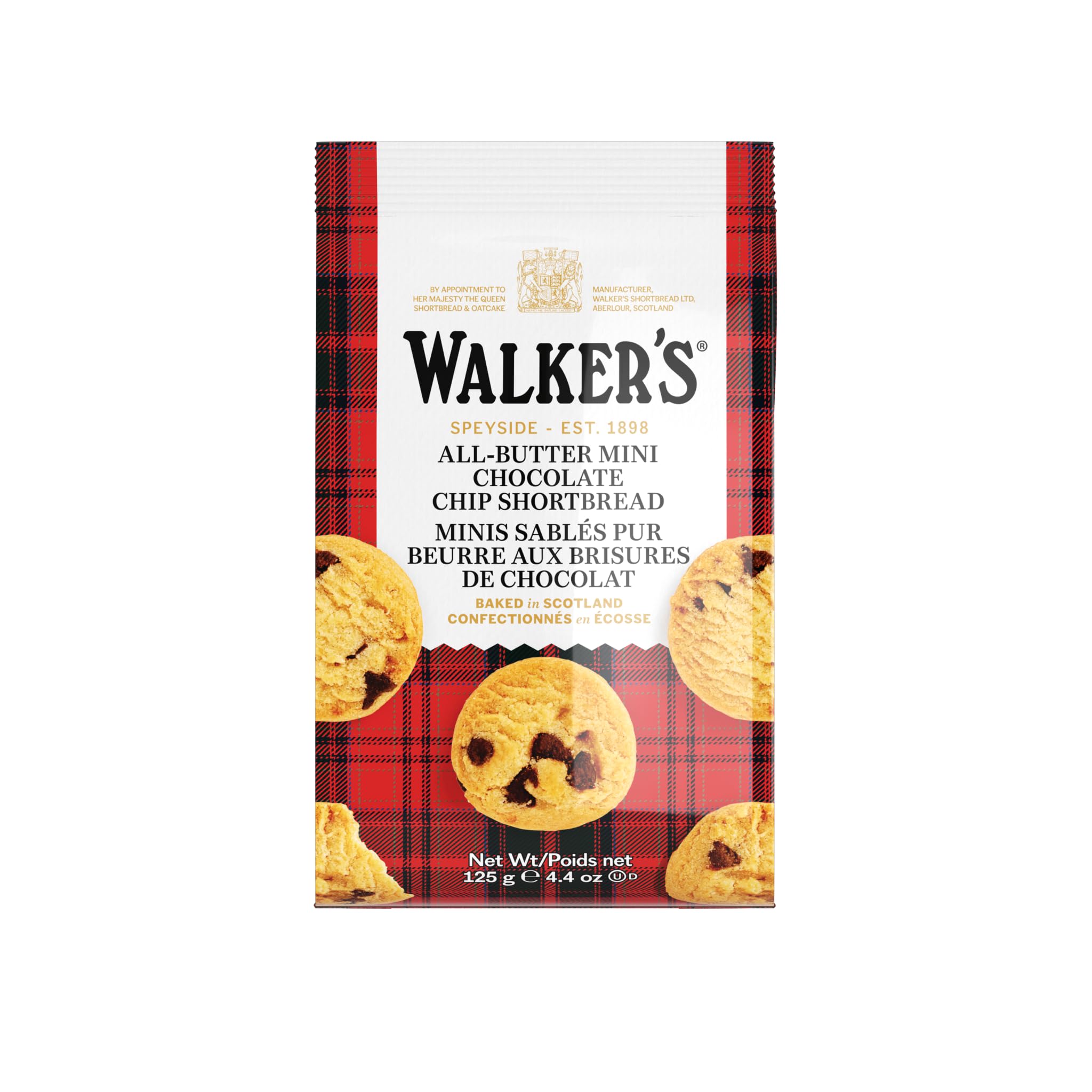 Walkers Mini Chocolate Chip Shortbread Rounds Cello Bag, 125g : Amazon ...