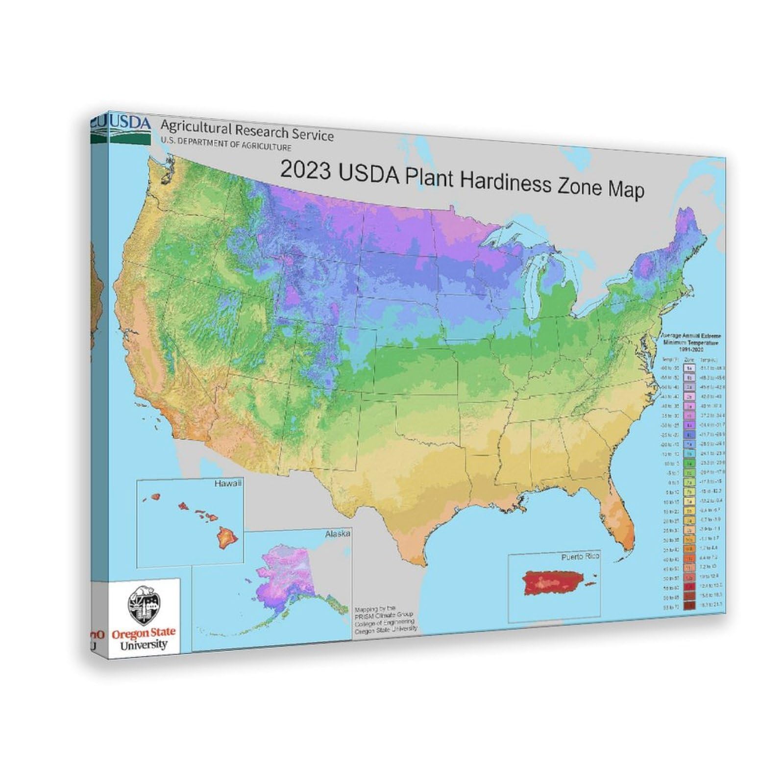 Amazon.com - 2023 USDA Plant Hardiness Zone Map Painting Prints Canvas ...