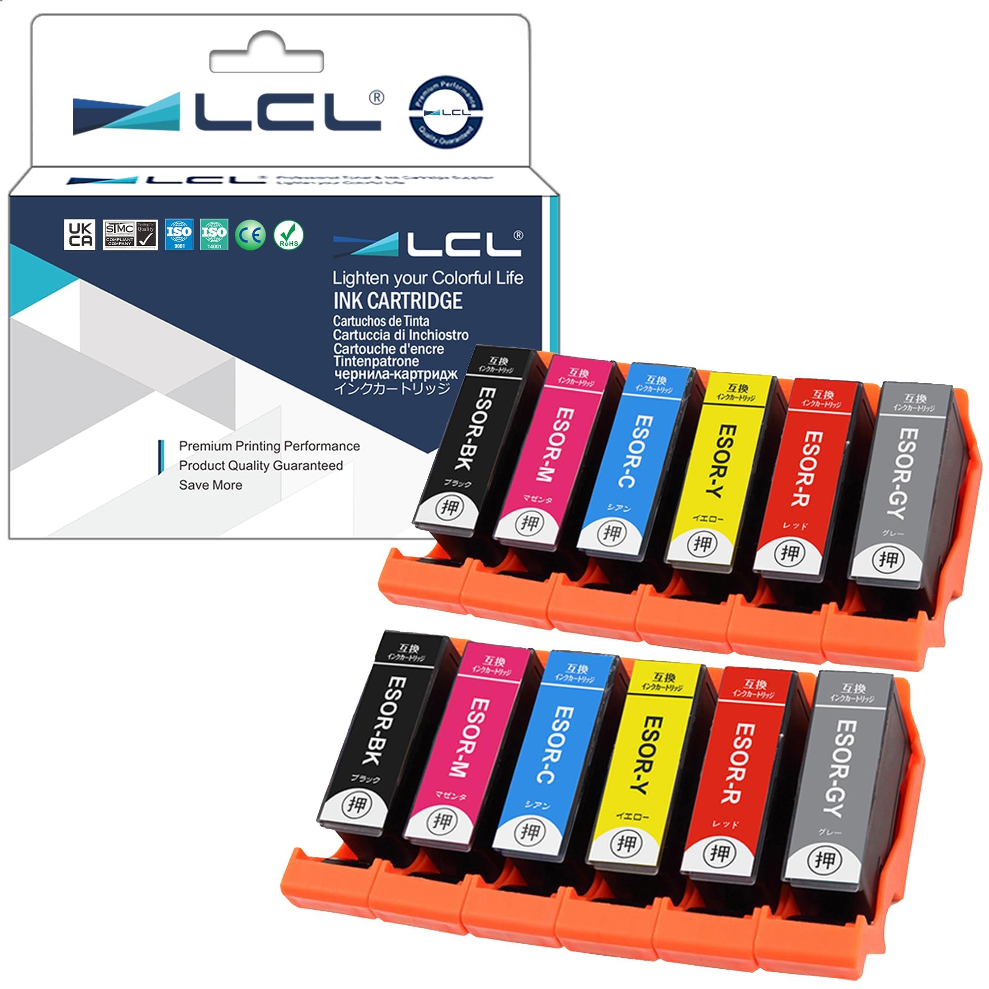 Amazon.co.jp: LCL エプソン用 SOR-6CL SOR-BK SOR-C SOR-M SOR-Y SOR-R SOR-GY 残量表示付き (2*6色セット) 互換インク ...