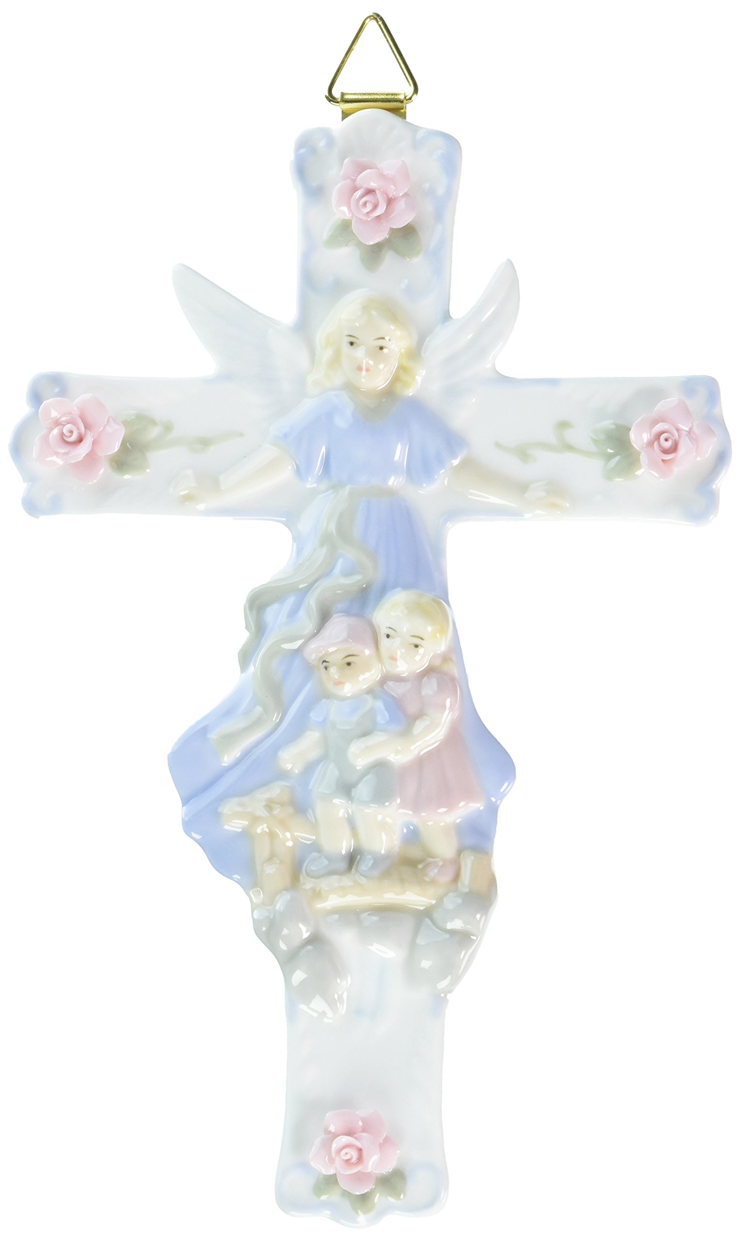 Amazon.com: Cosmos 1237 Fine Porcelain Guardian Angel Cross Figurine, 8 ...