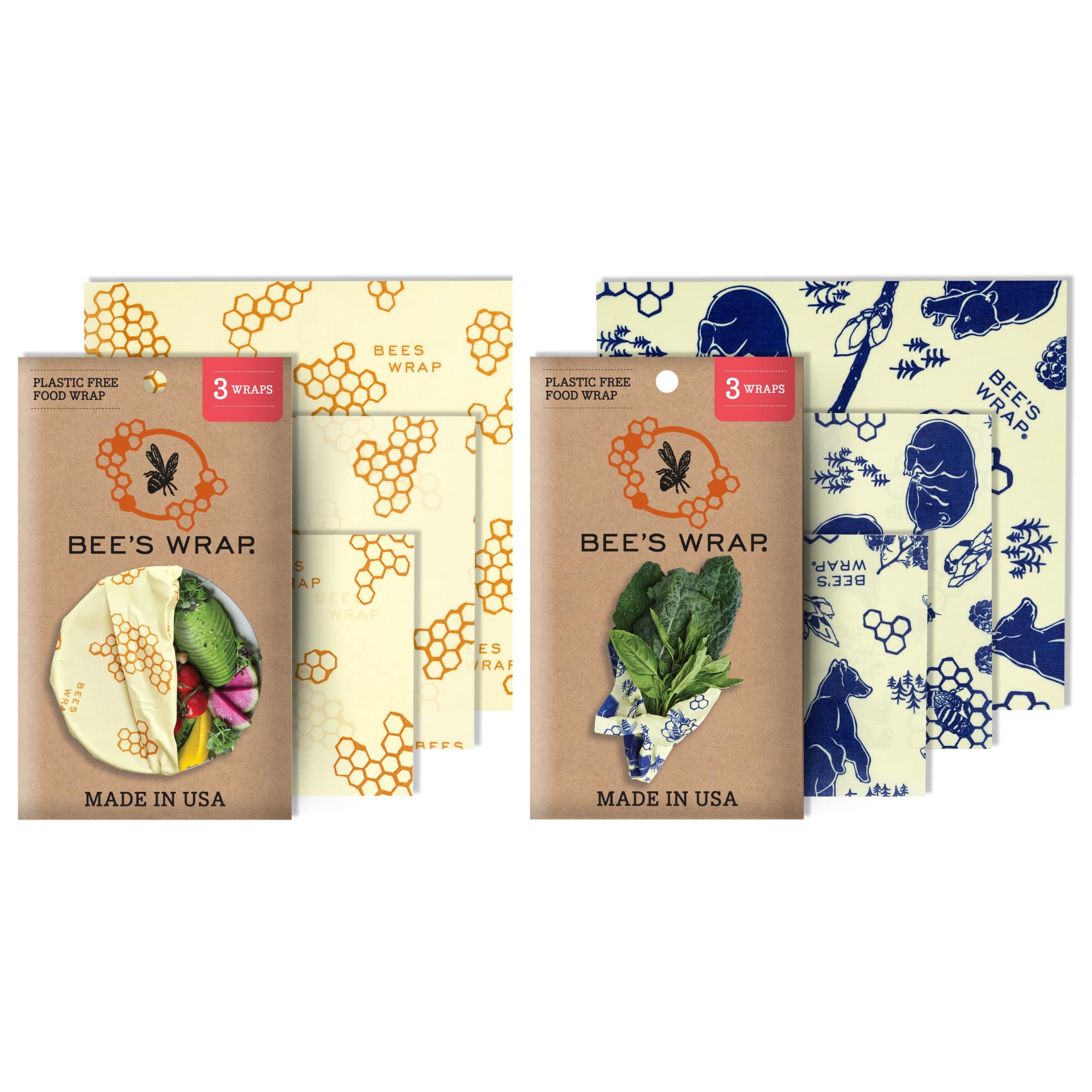 Amazon.com: Bee's Wrap Reusable Beeswax Food Wraps Made in the USA, Eco ...