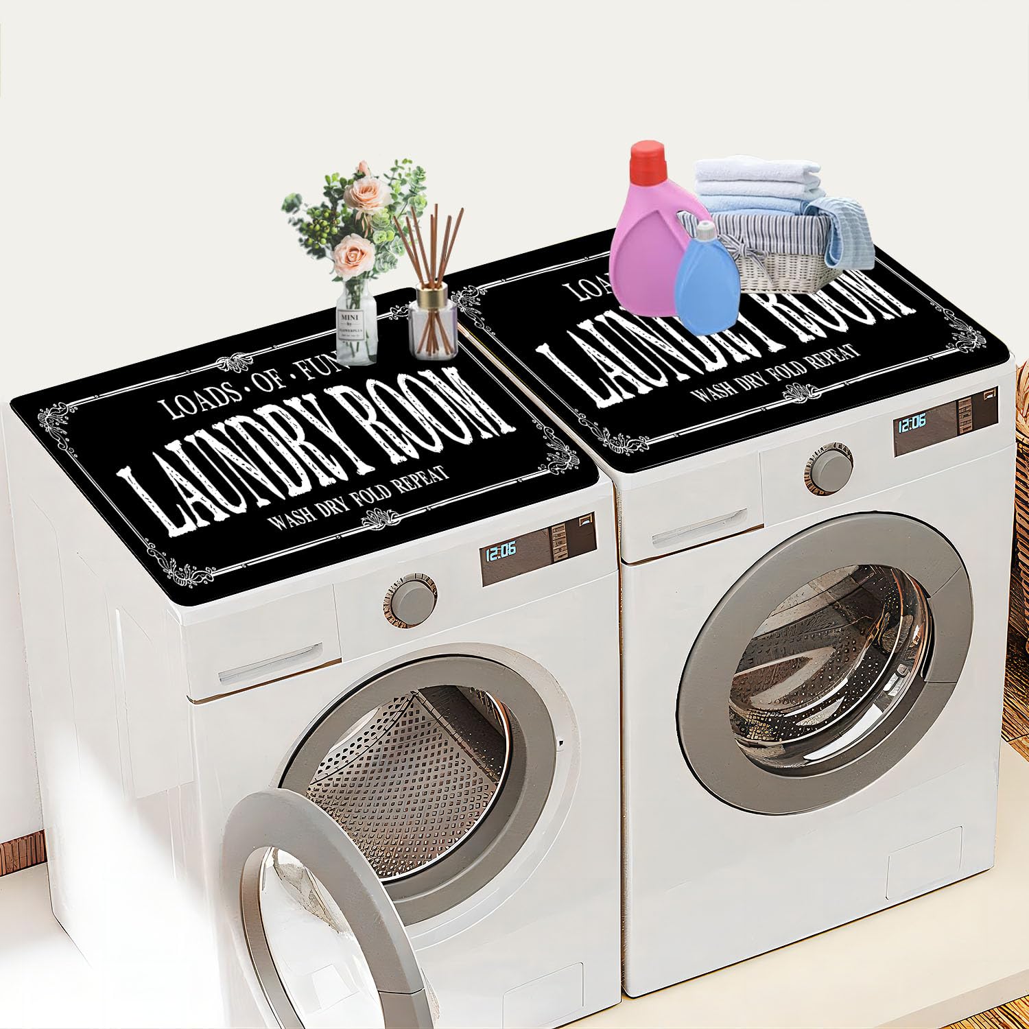 2PCS Washer and Dryer Covers for the Top,Non-slip Dryer Top Protector ...