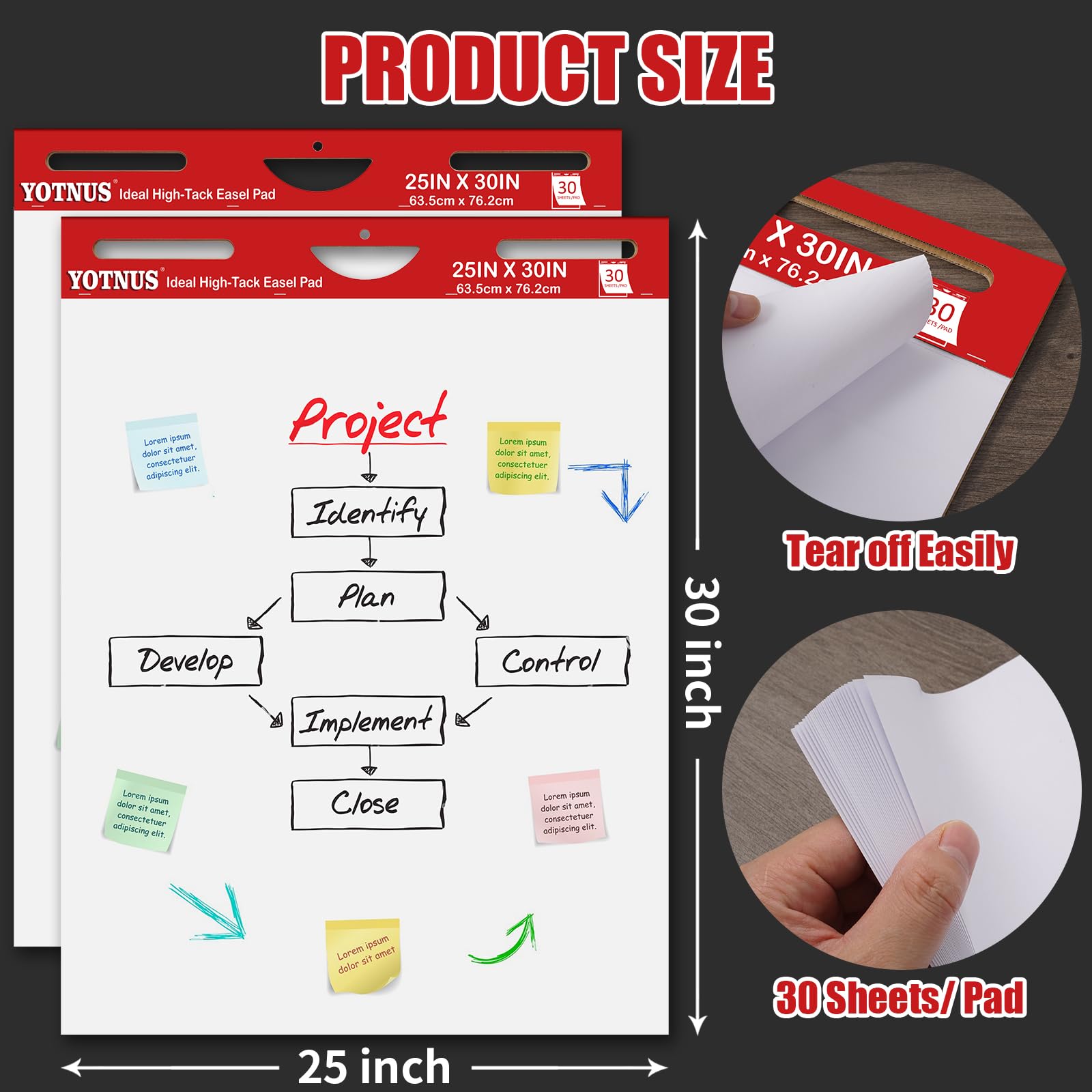 Snapklik.com : YOTNUS 25" X 30" Flip Chart Paper, Sticky Easel Pad