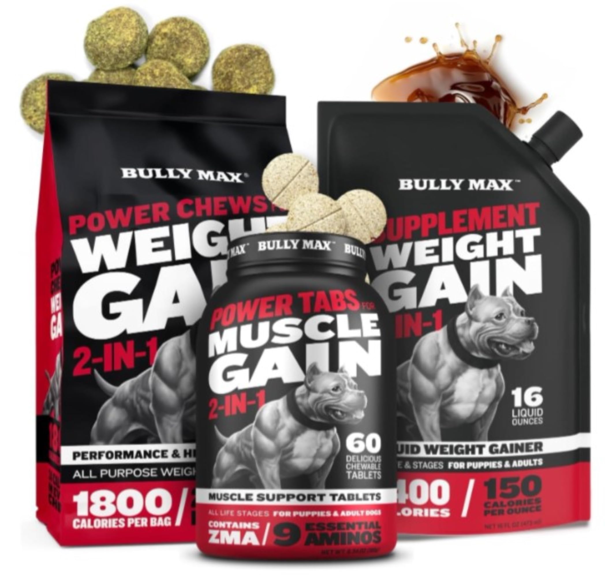 Amazon.com : Bully Max Dog Weight Gain & Muscle Support Bundle - Weight ...
