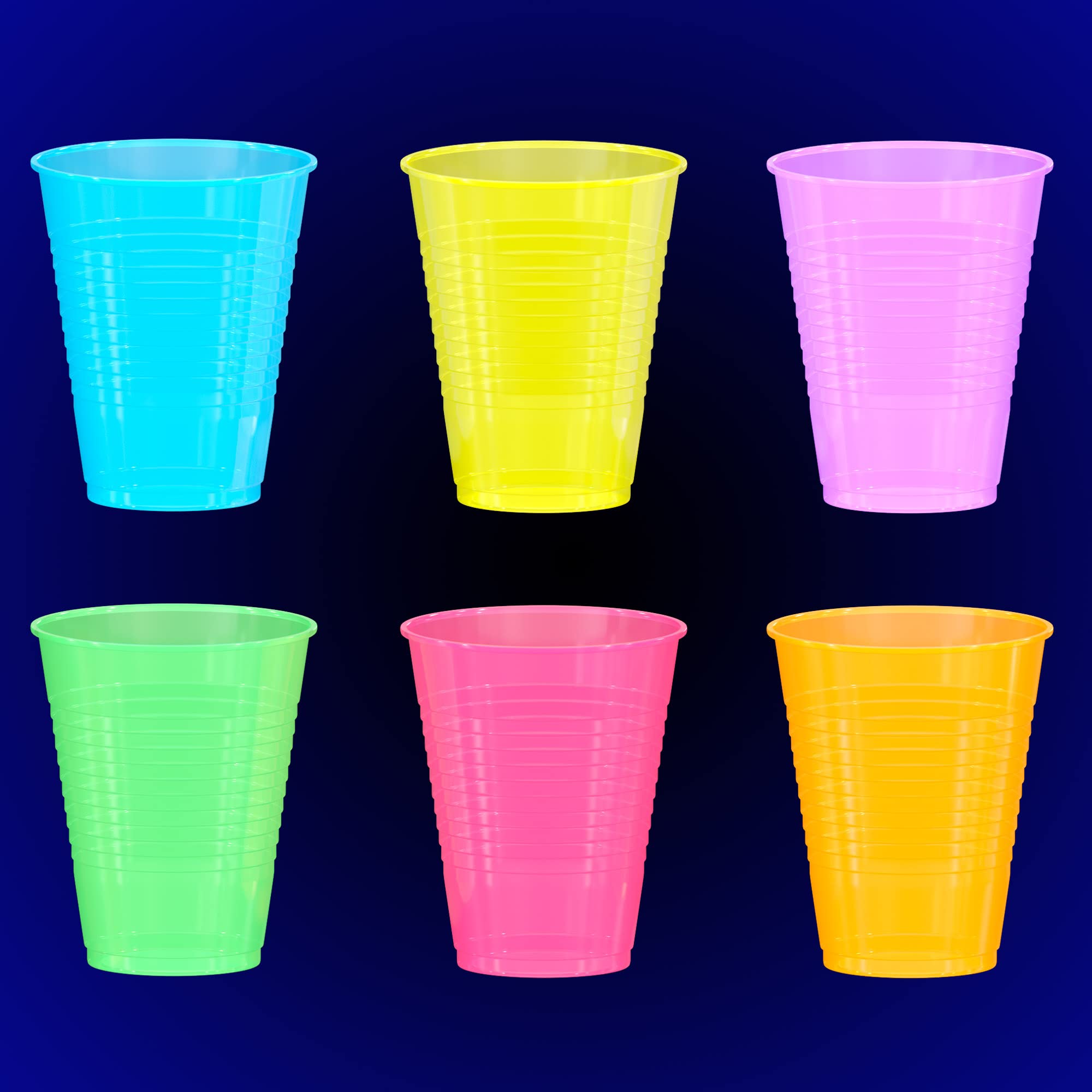 Snapklik.com : Blacklight Party Glow Cups - 240 Pack 12 Oz - Assorted ...