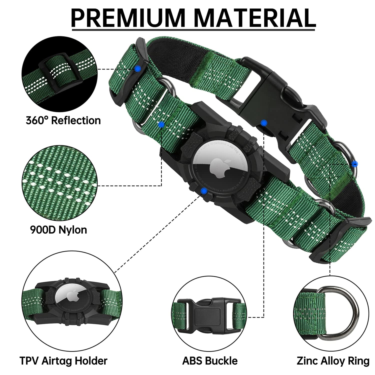 Snapklik.com : AirTag Dog Collar, FEEYAR Reflective Air Tag Dog Collar ...