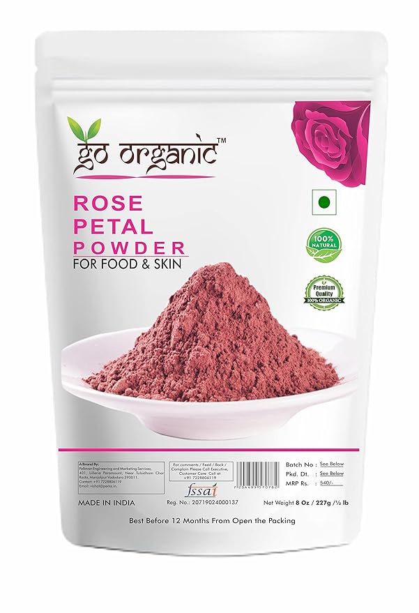 Go Organic Export Quality Rose Petal Powder for skin and food (227 ...