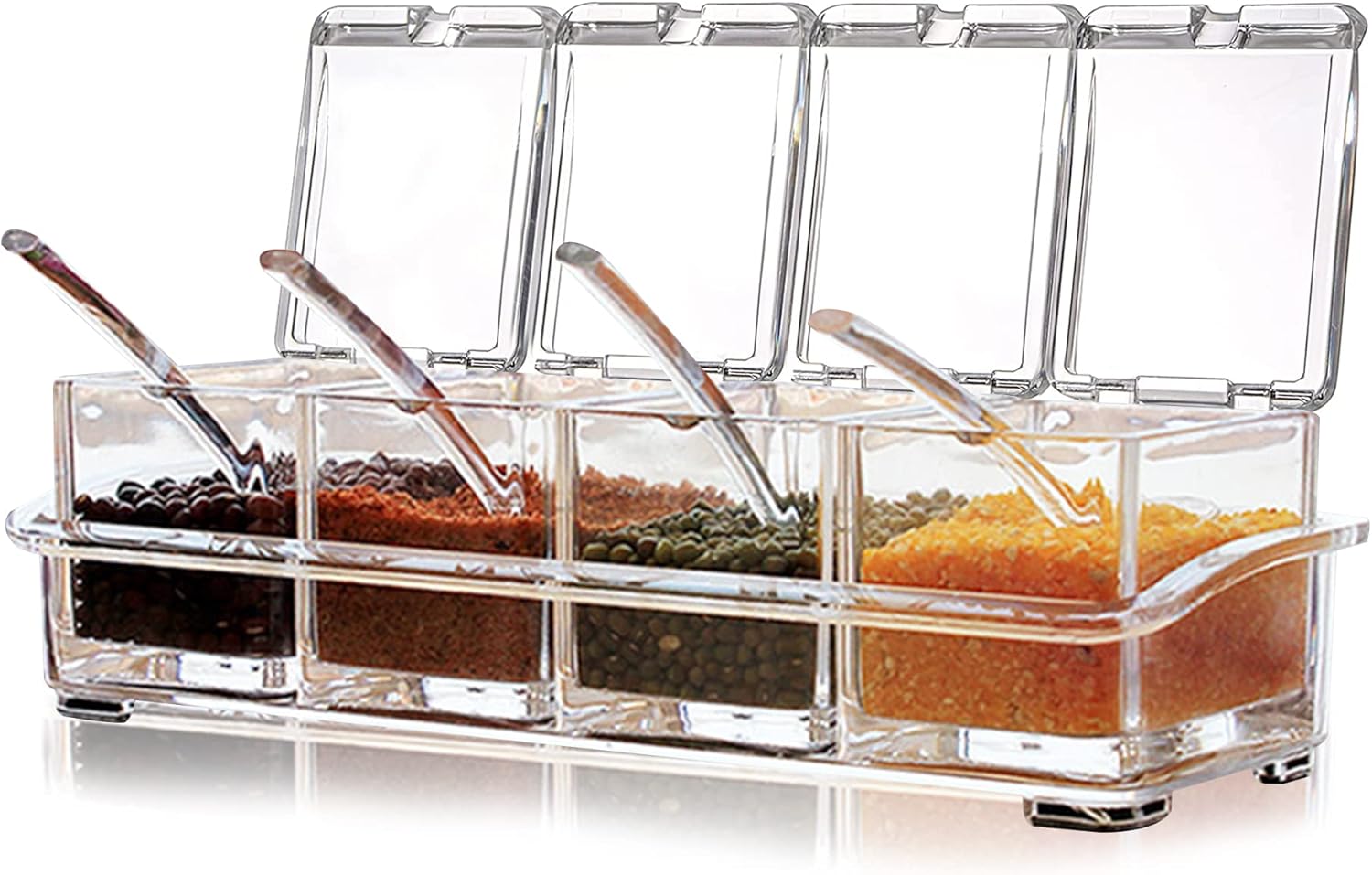 Clear Seasoning Box, 4 Piece Storage Container Condiment Jars, Acrylic ...