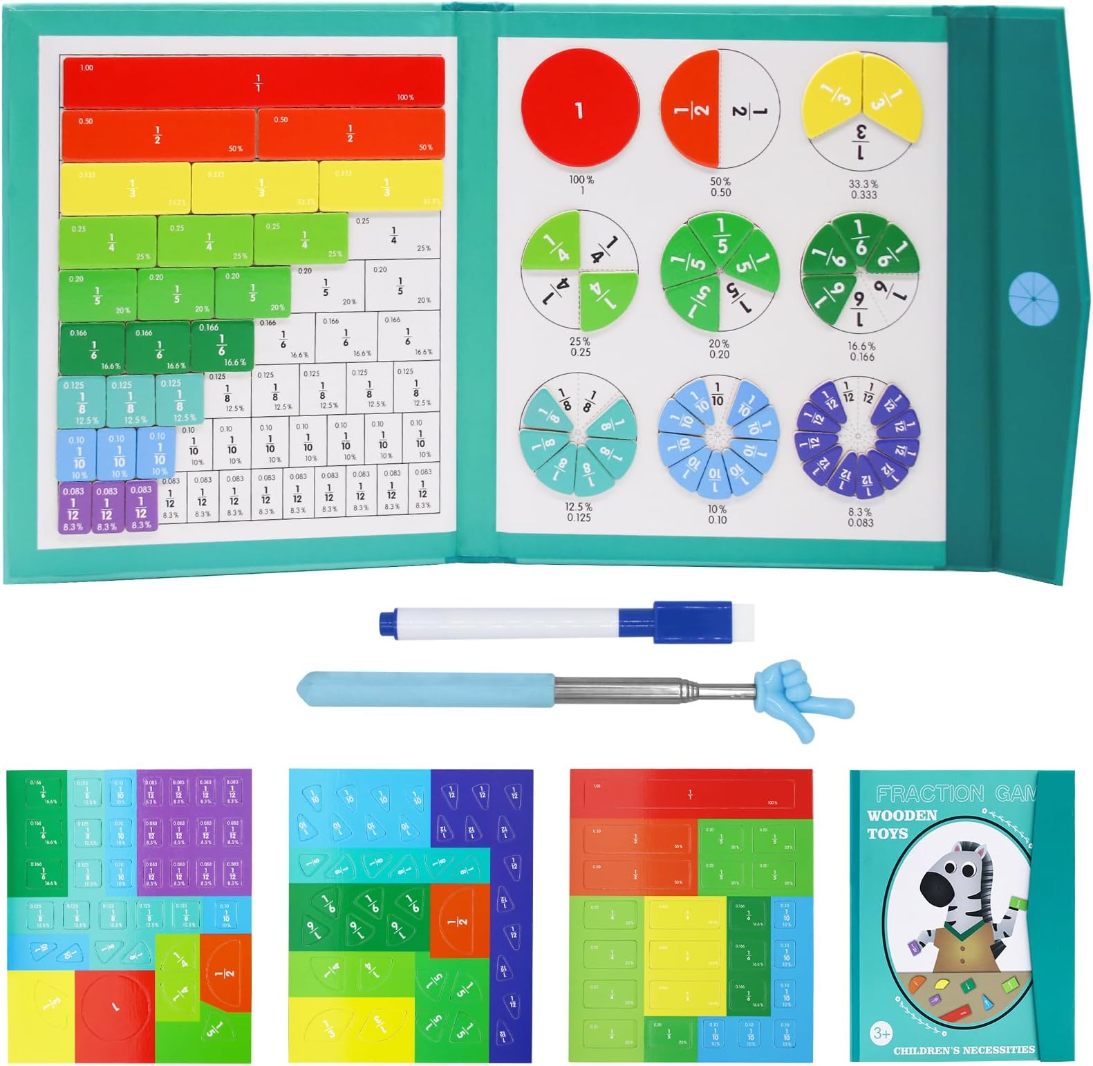Amazon.com: Magnetic Fraction Educational Puzzle, 110 Pcs Magnetic ...